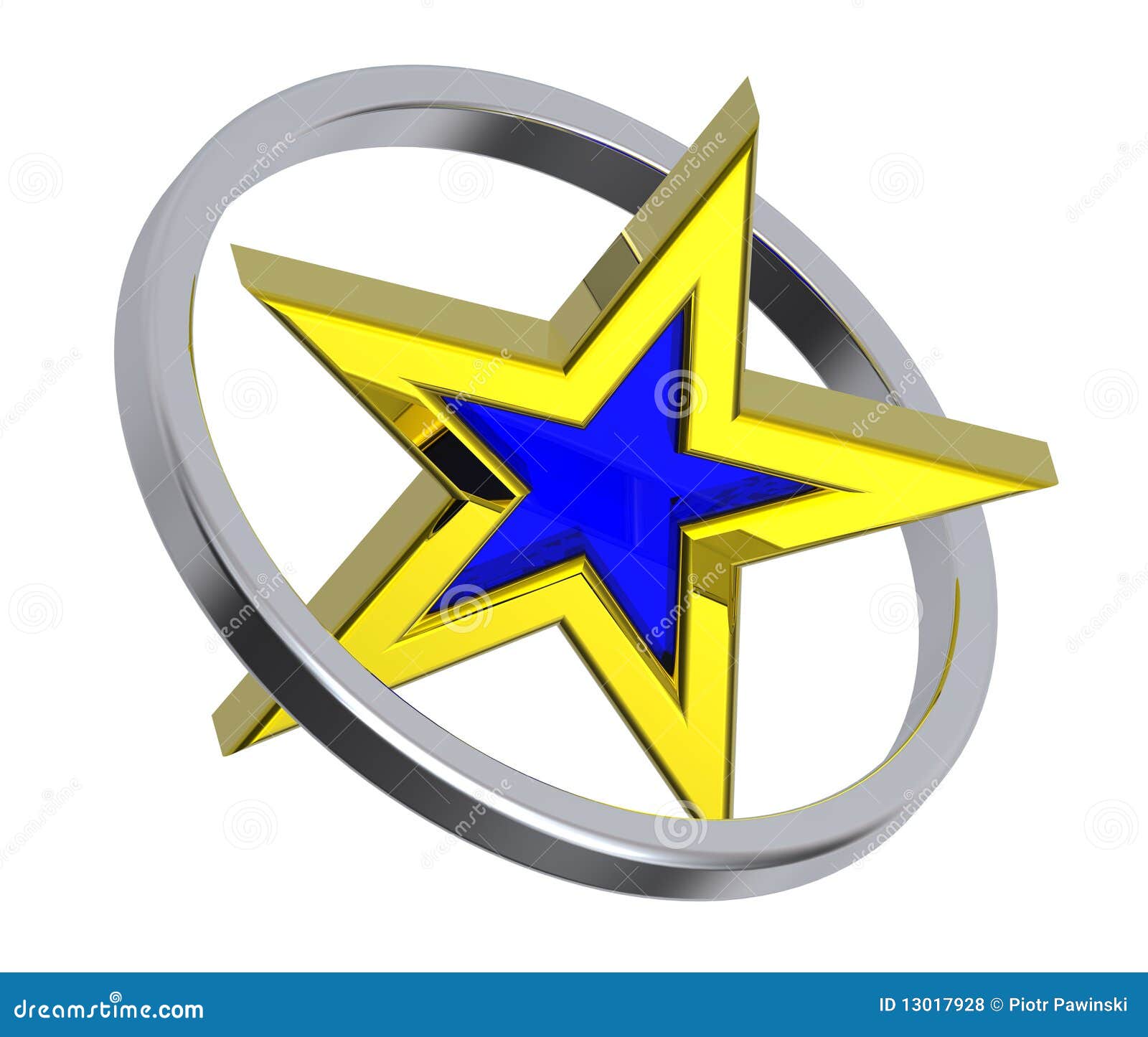 Gold Star in a Chrome Circle Stock Illustration - Illustration of blue ...