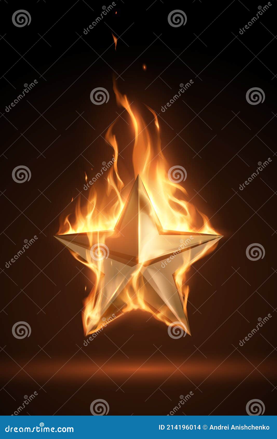 Bight Star Shape In Flames Isolated On A Dark Background Royalty-Free ...
