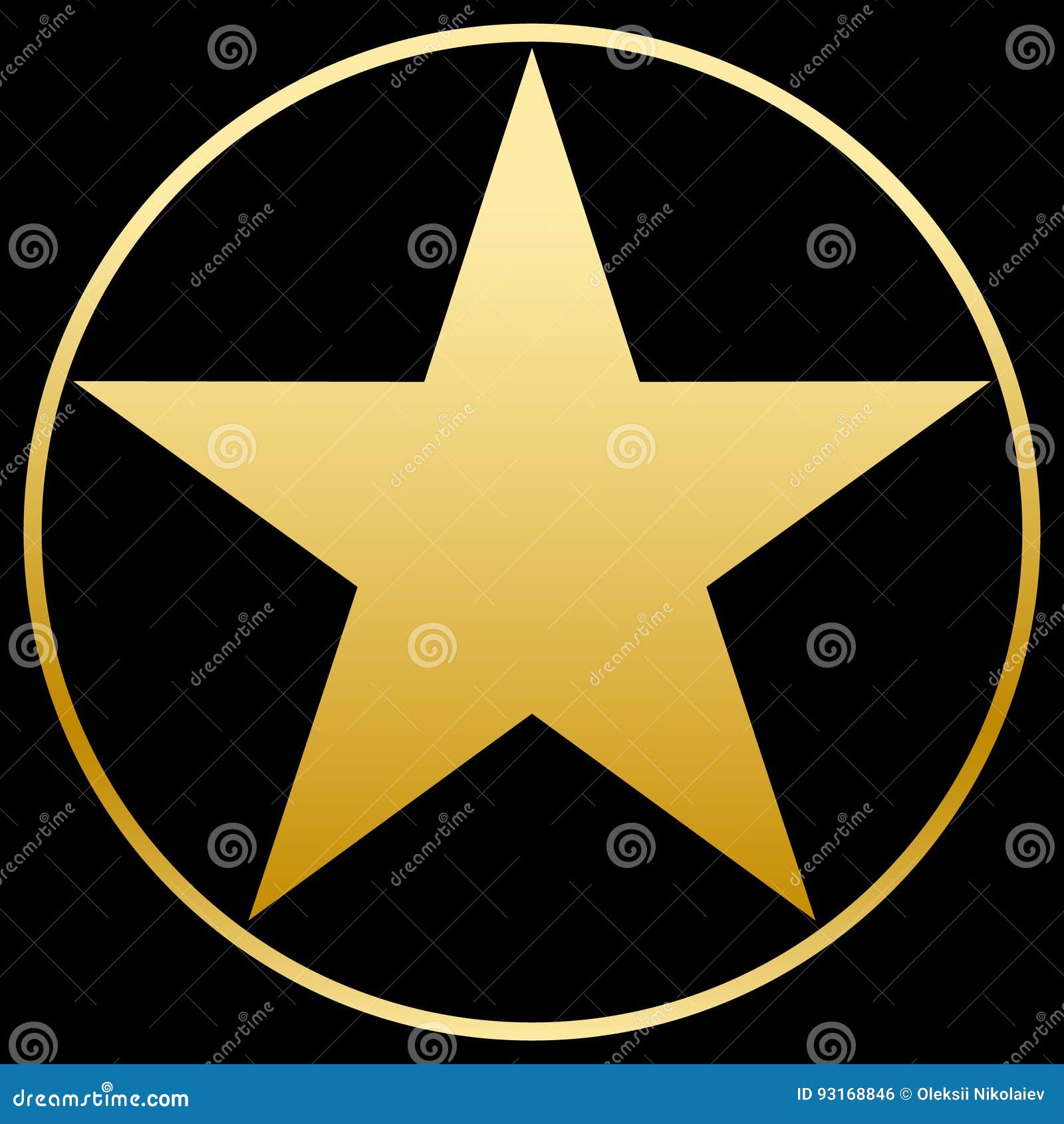 Gold Star in a Golden Circle. Simple Form. Flat Vector Image. Stock ...