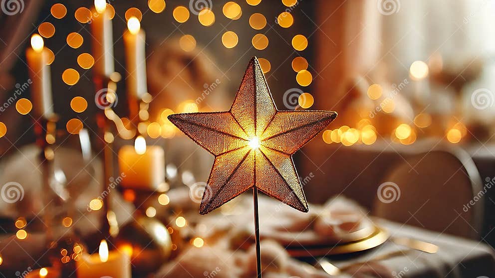 Gold Star Light Creating a Warm Glow, with a Softly Blurred Background ...