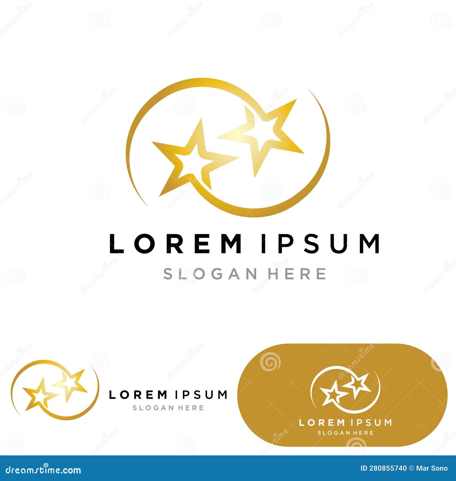 Gold Star Logo Vector with Black Background Stock Vector - Illustration ...
