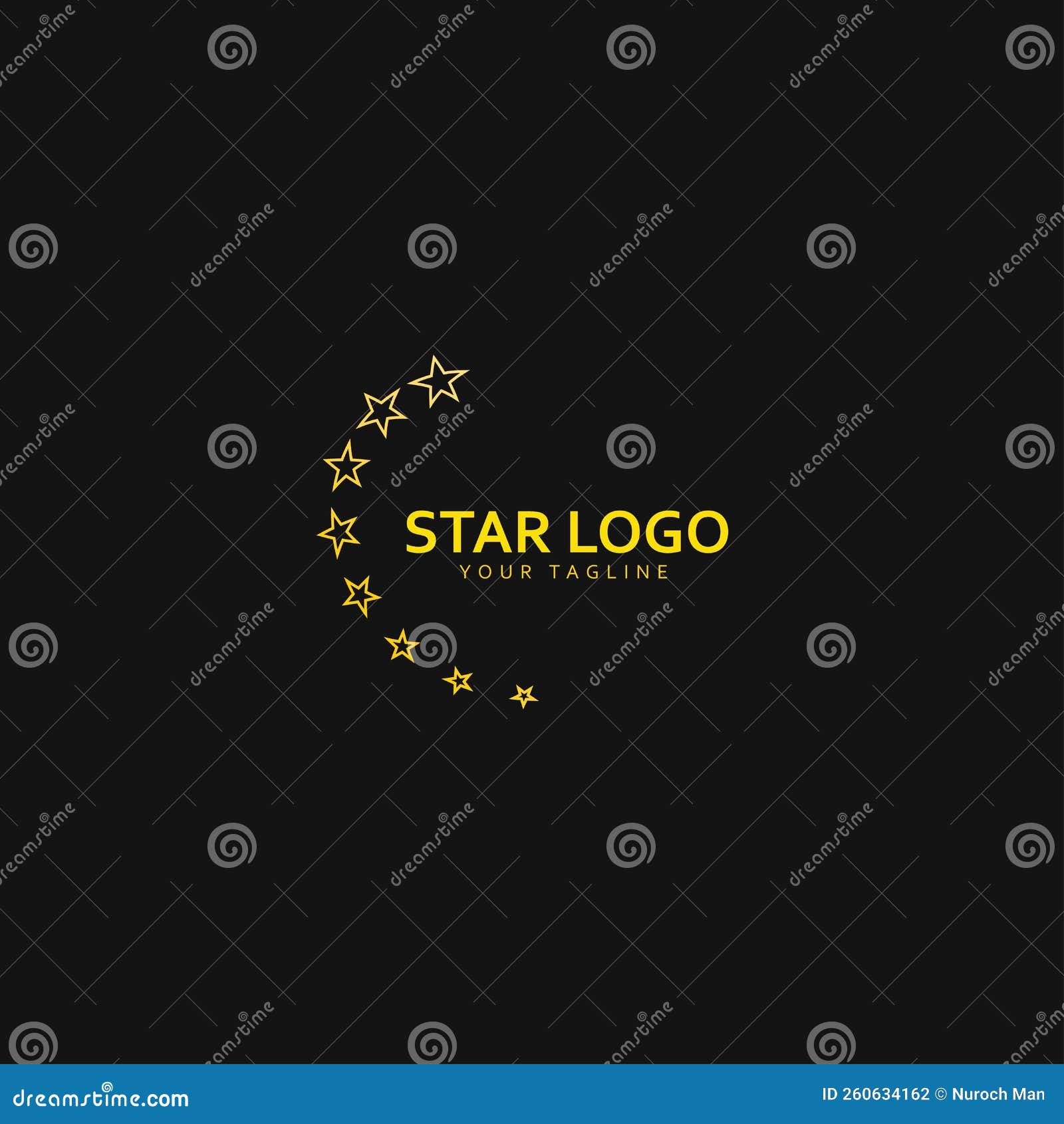 Gold Star Logo Vector with Black Background. Stock Vector ...