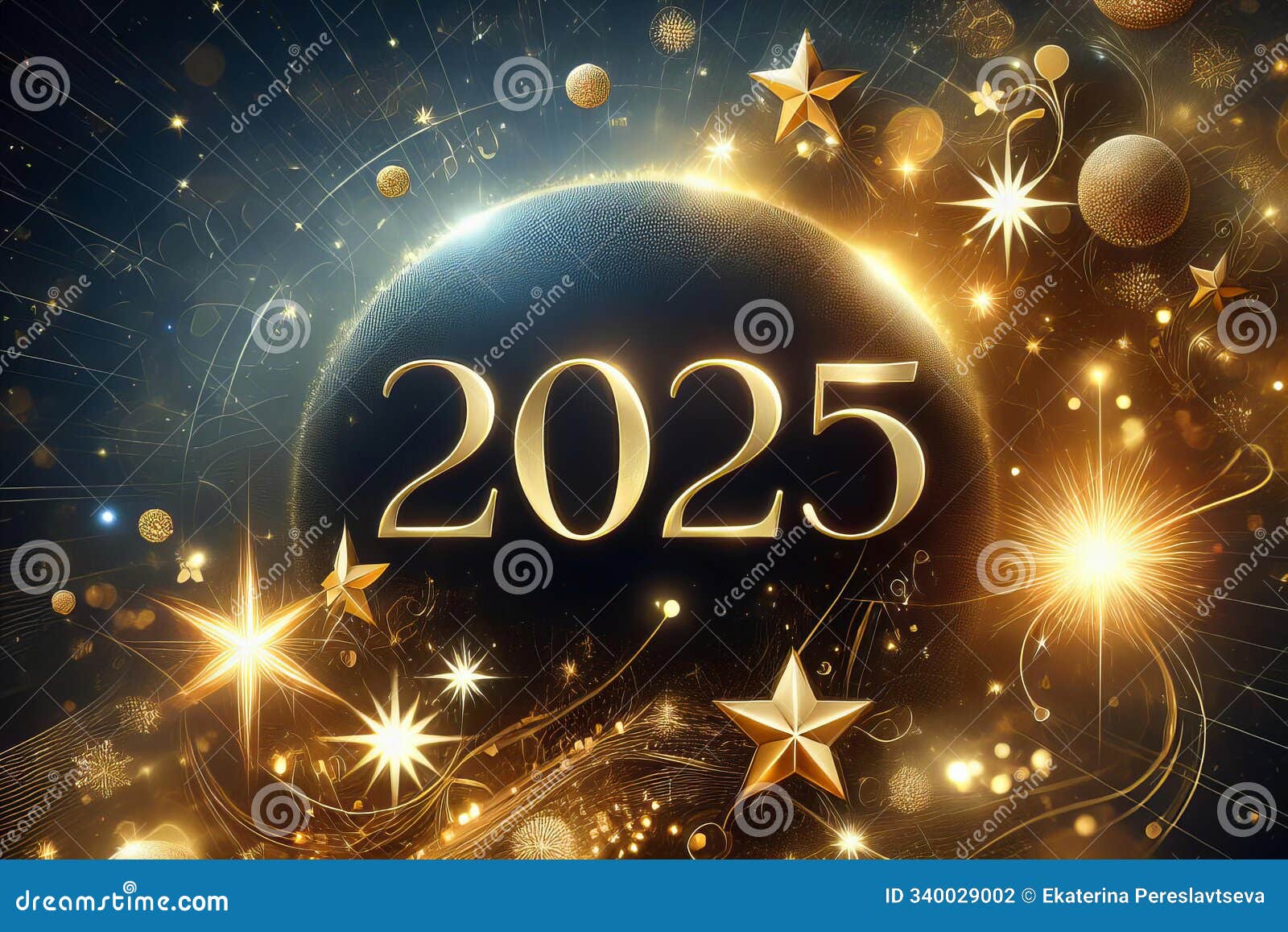 A Gold Star with the Number 2025 on it Stock Photo - Image of party ...