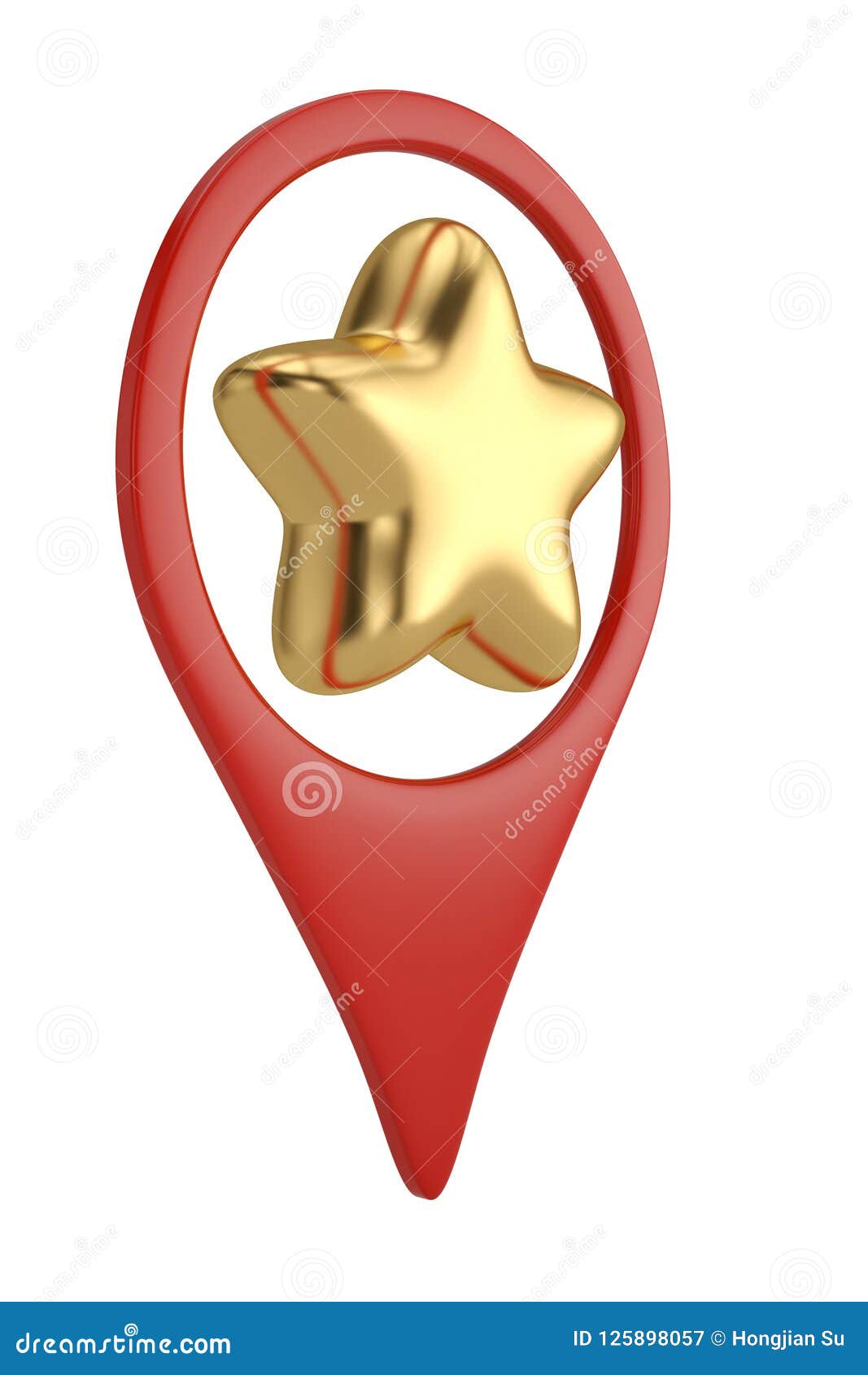 Gold Star in Position Pin Icon.3D Illustration. Stock Illustration ...