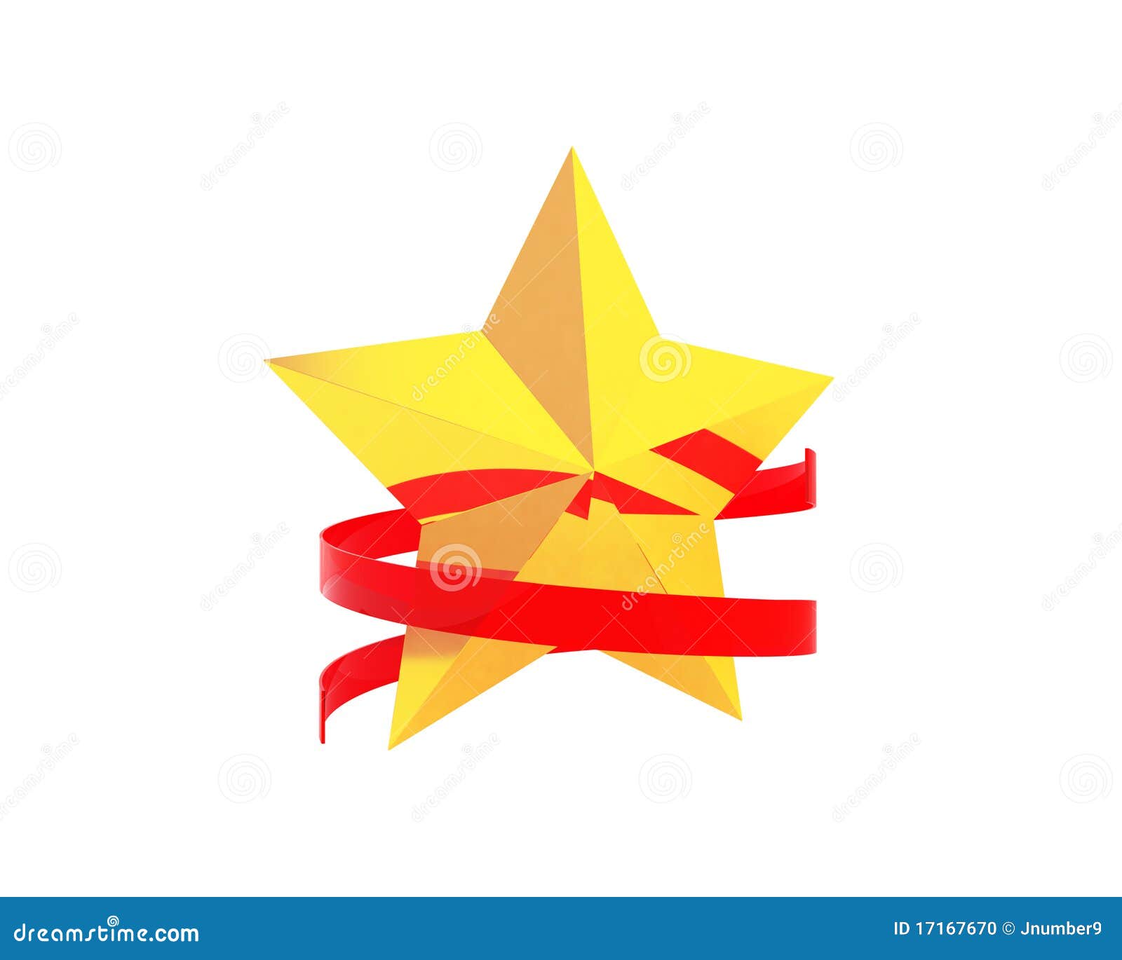 Gold star with red ribbon stock illustration. Illustration of curve ...