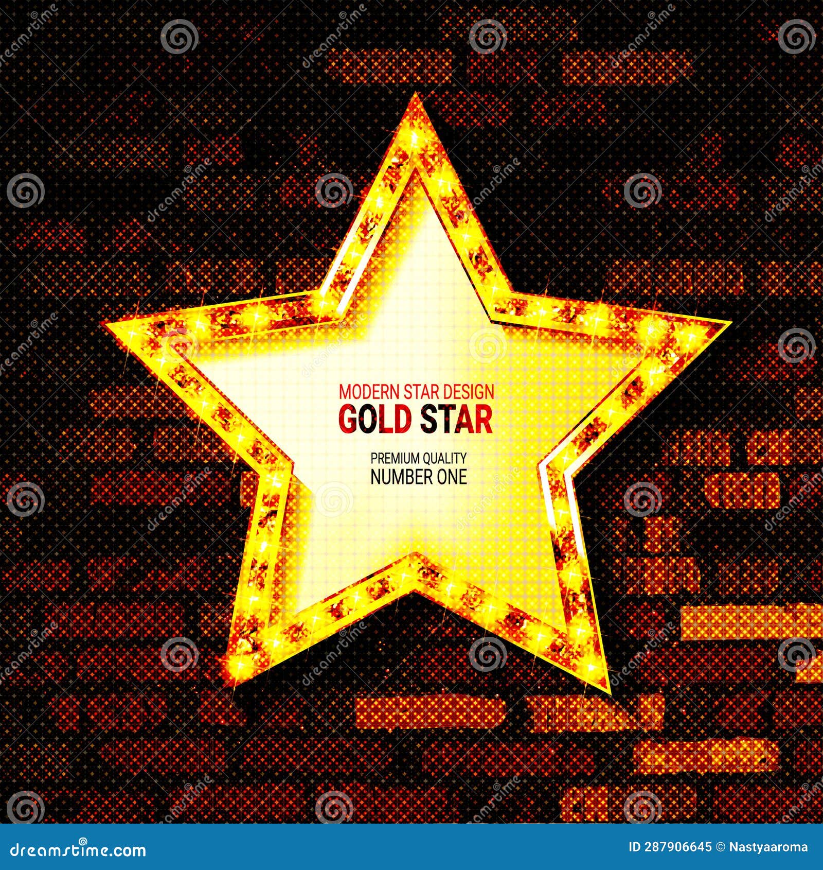 Gold Star with Retro Style Light Bulbs Stock Illustration ...
