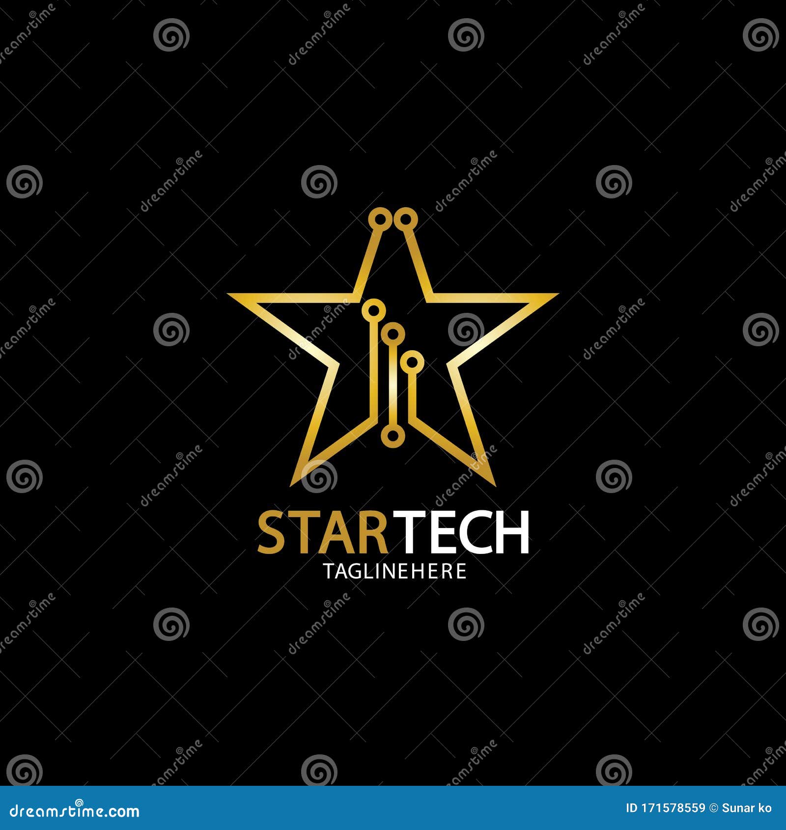 Gold Star Technology Logo on Black Background Stock Vector ...