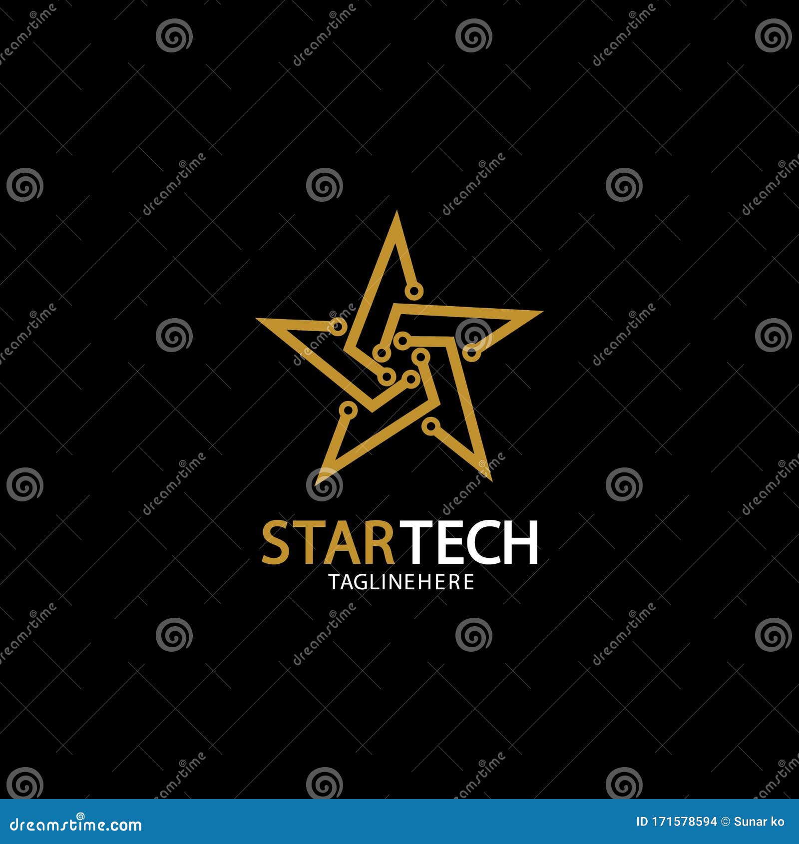 Gold Star Technology Logo on Black Background Stock Vector ...