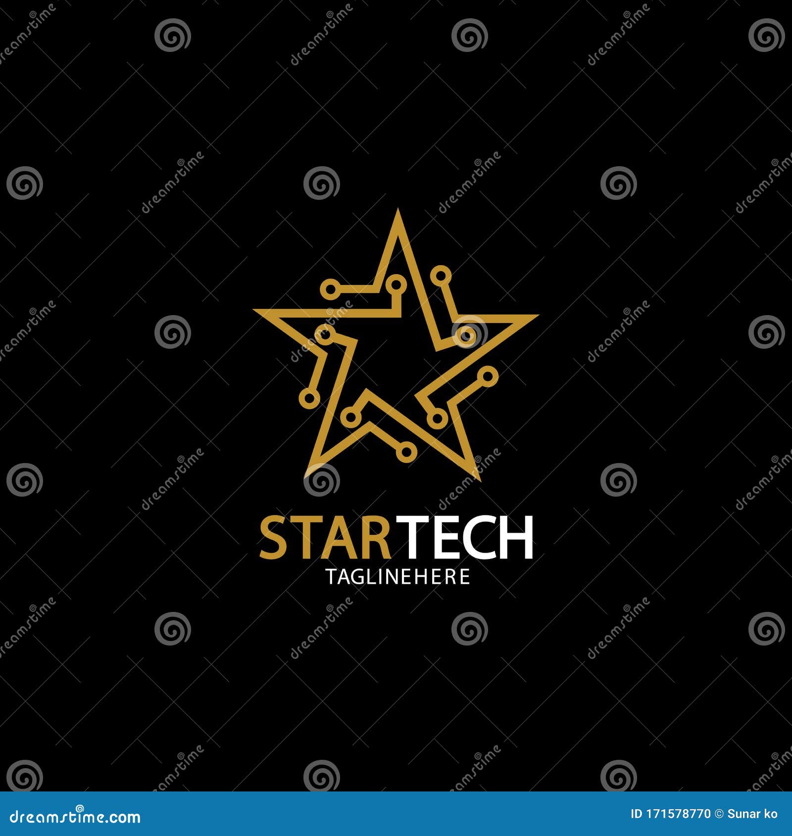 Gold Star Technology Logo on Black Background Stock Vector ...