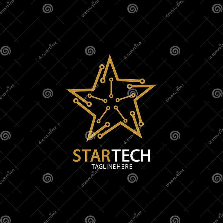 Gold Star Technology Logo on Black Background Stock Vector ...