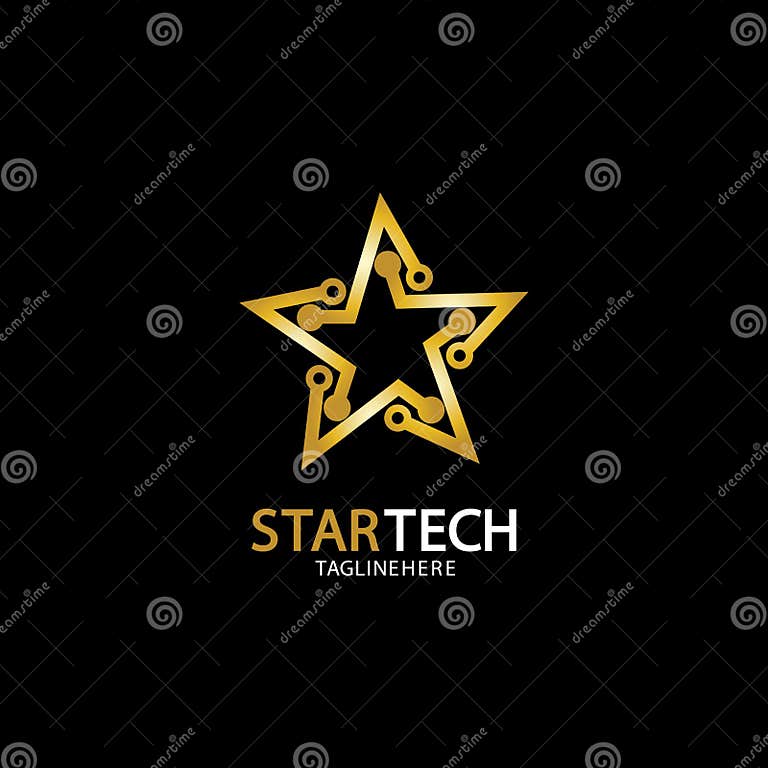 Gold Star Technology Logo on Black Background Stock Illustration ...