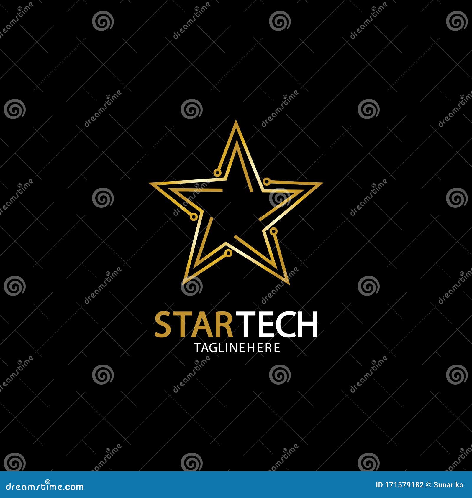 Gold Star Technology Logo on Black Background Stock Vector ...