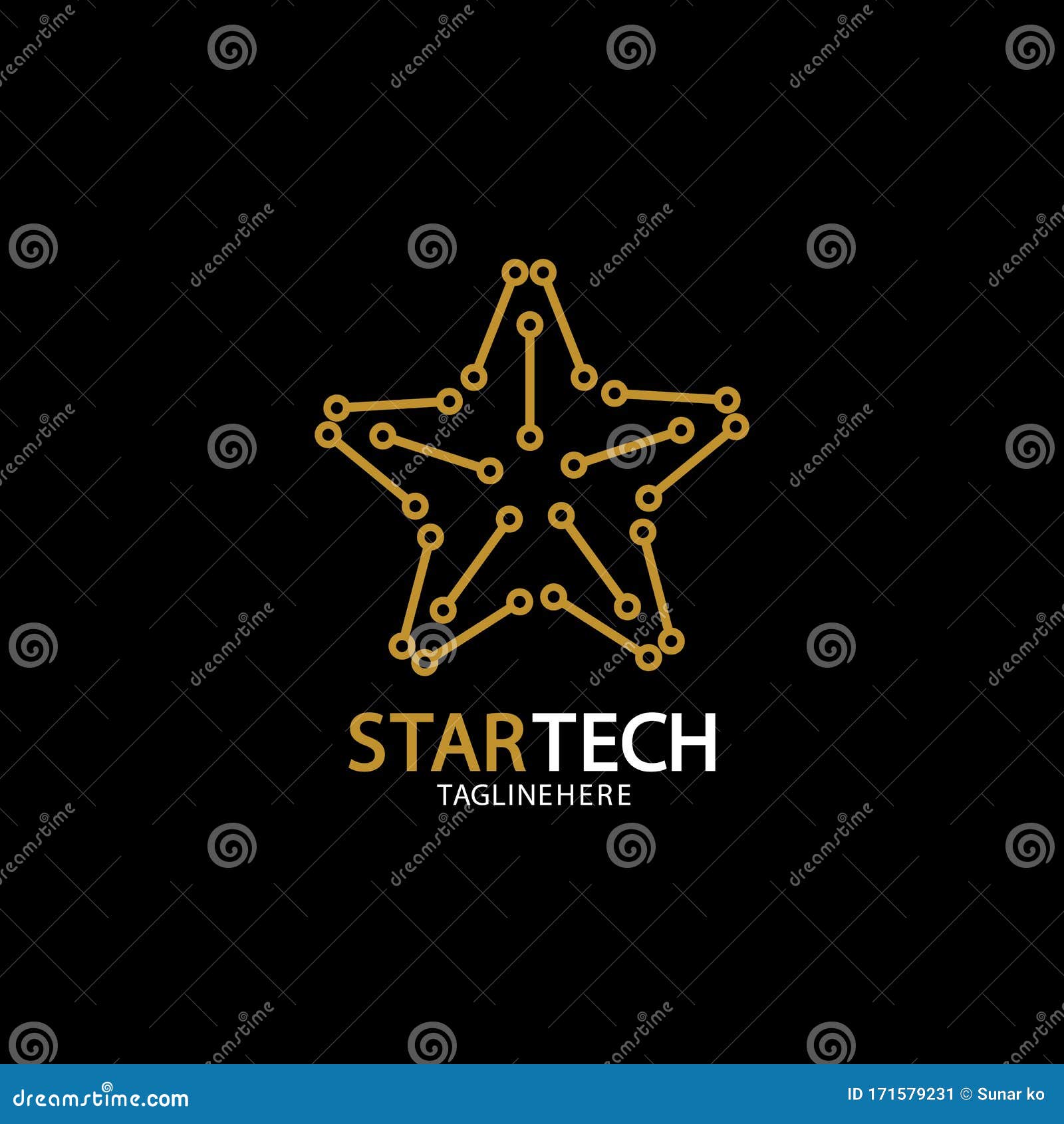 Gold Star Technology Logo on Black Background Stock Illustration ...