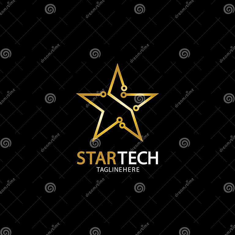 Gold Star Technology Logo on Black Background Stock Illustration ...