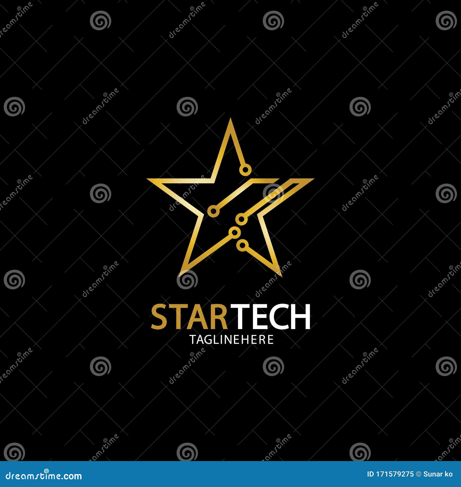 Gold Star Technology Logo on Black Background Stock Illustration ...