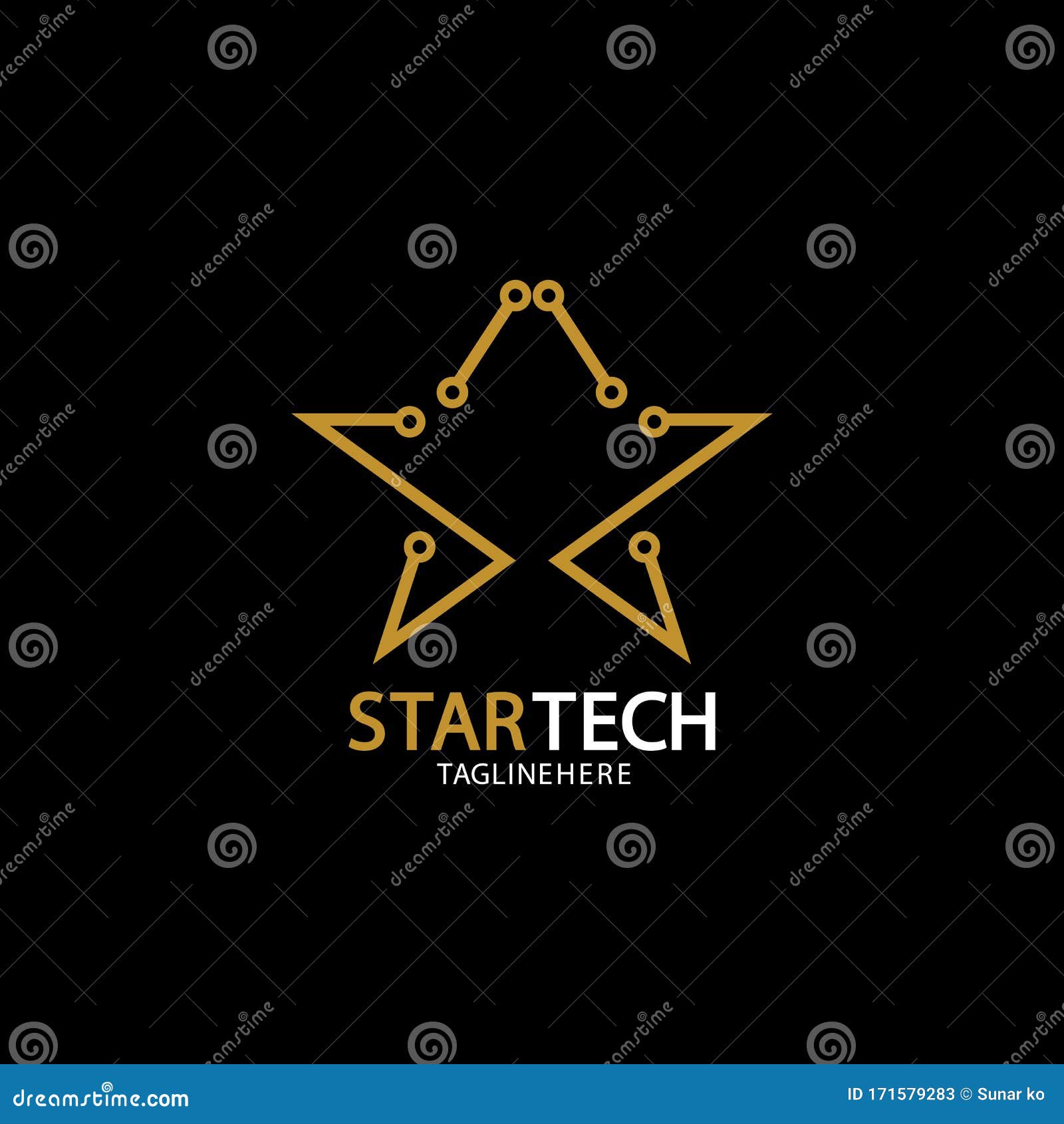 Gold Star Technology Logo on Black Background Stock Vector ...
