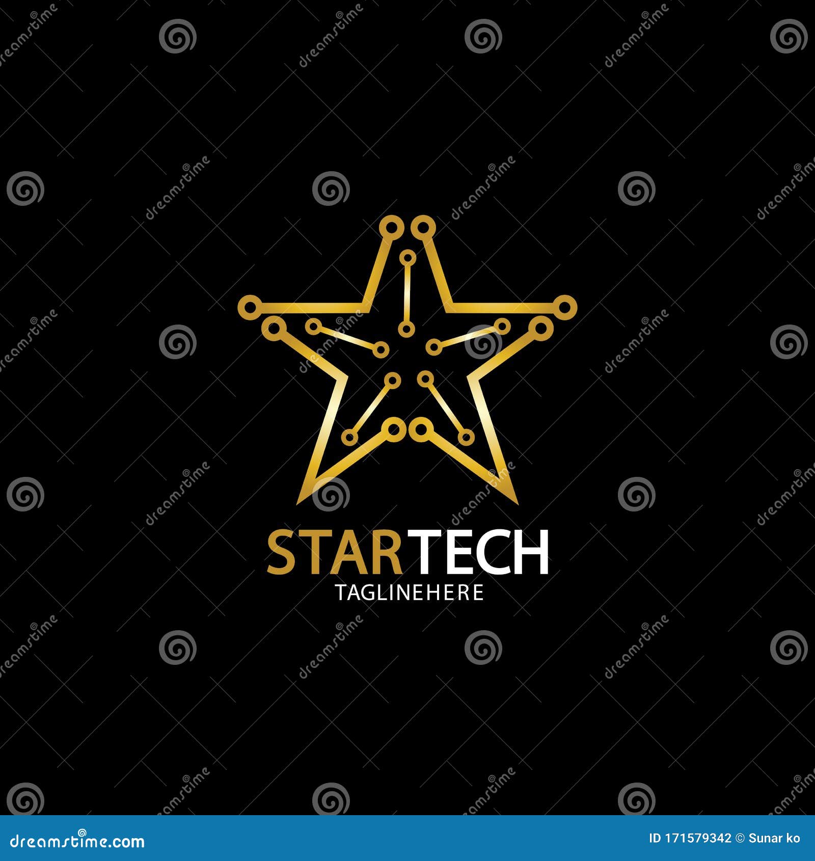 Gold Star Technology Logo on Black Background Stock Illustration ...