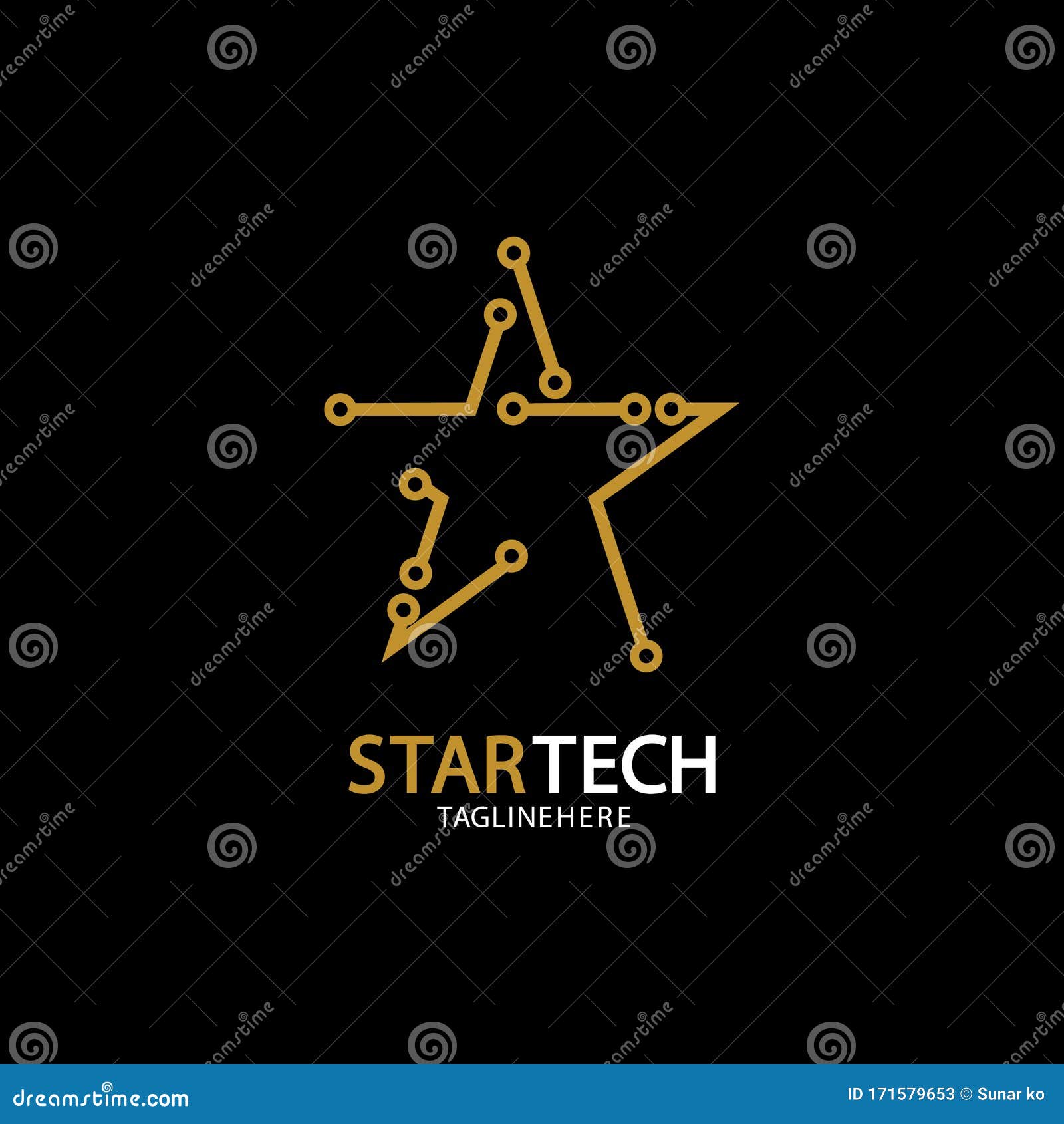 Gold Star Technology Logo on Black Background Stock Illustration ...