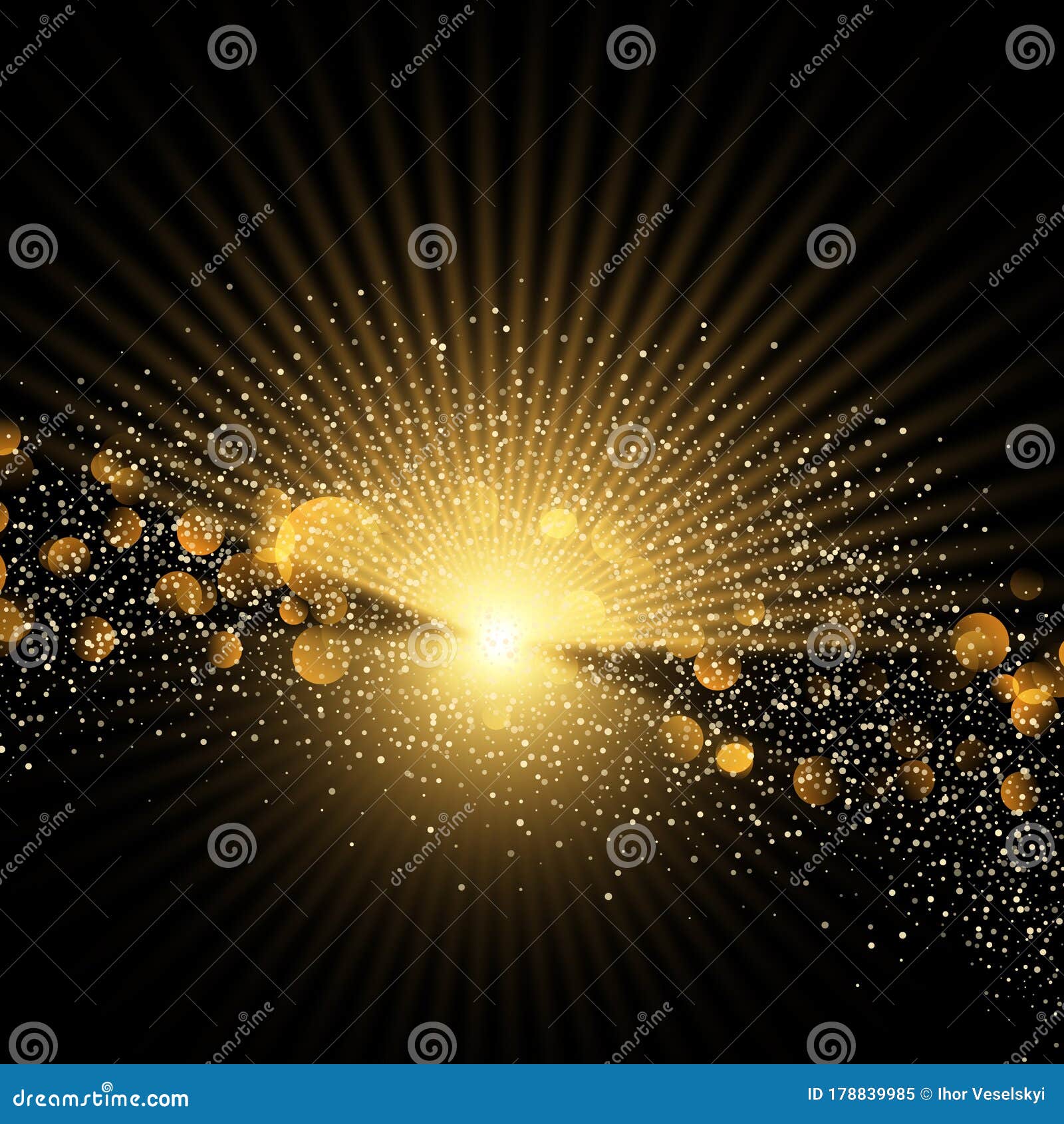 Gold Starburst and Glitter Background Stock Illustration - Illustration ...