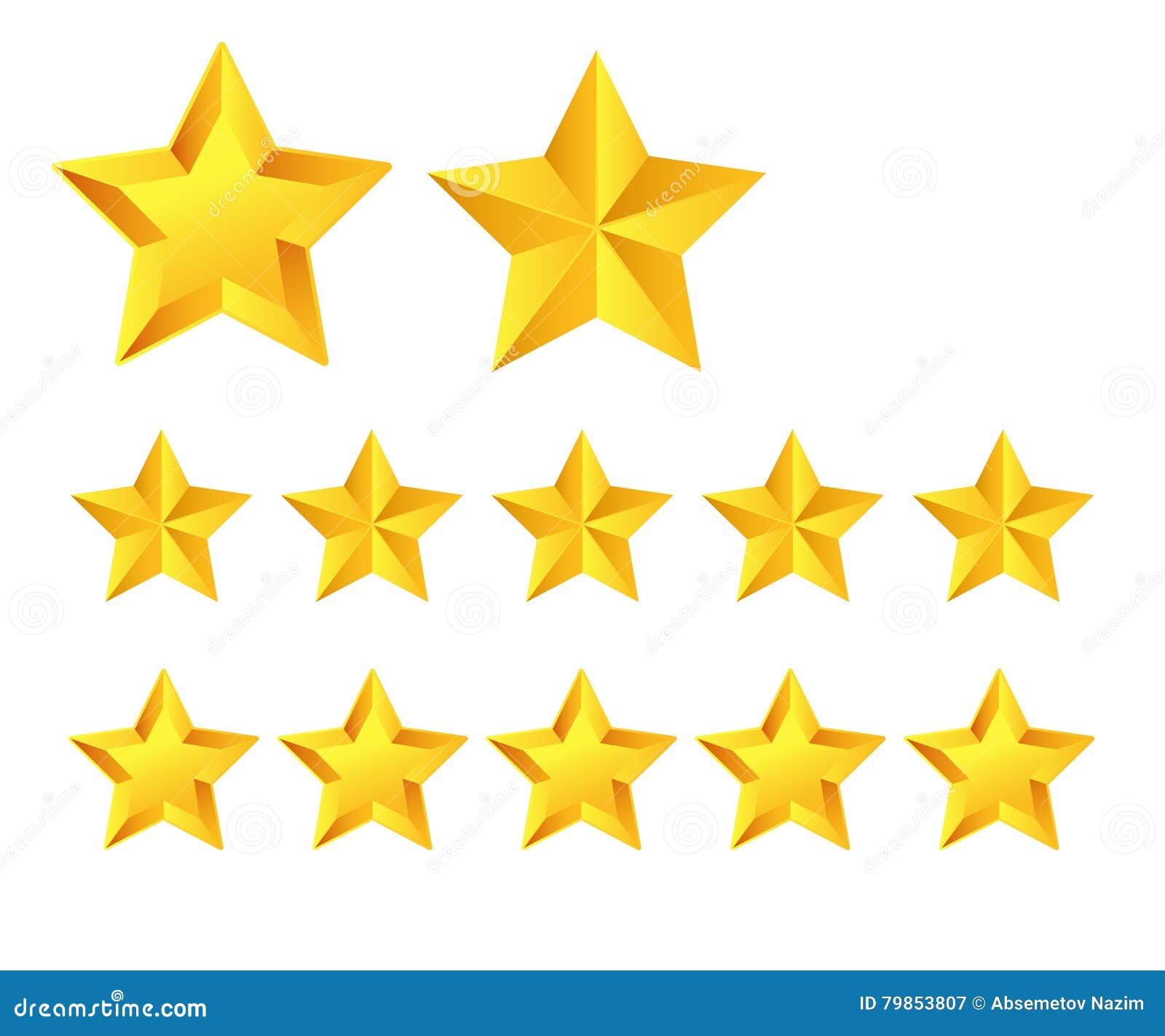 Gold Stars Icons on White Background Vector Illustration Stock Vector ...