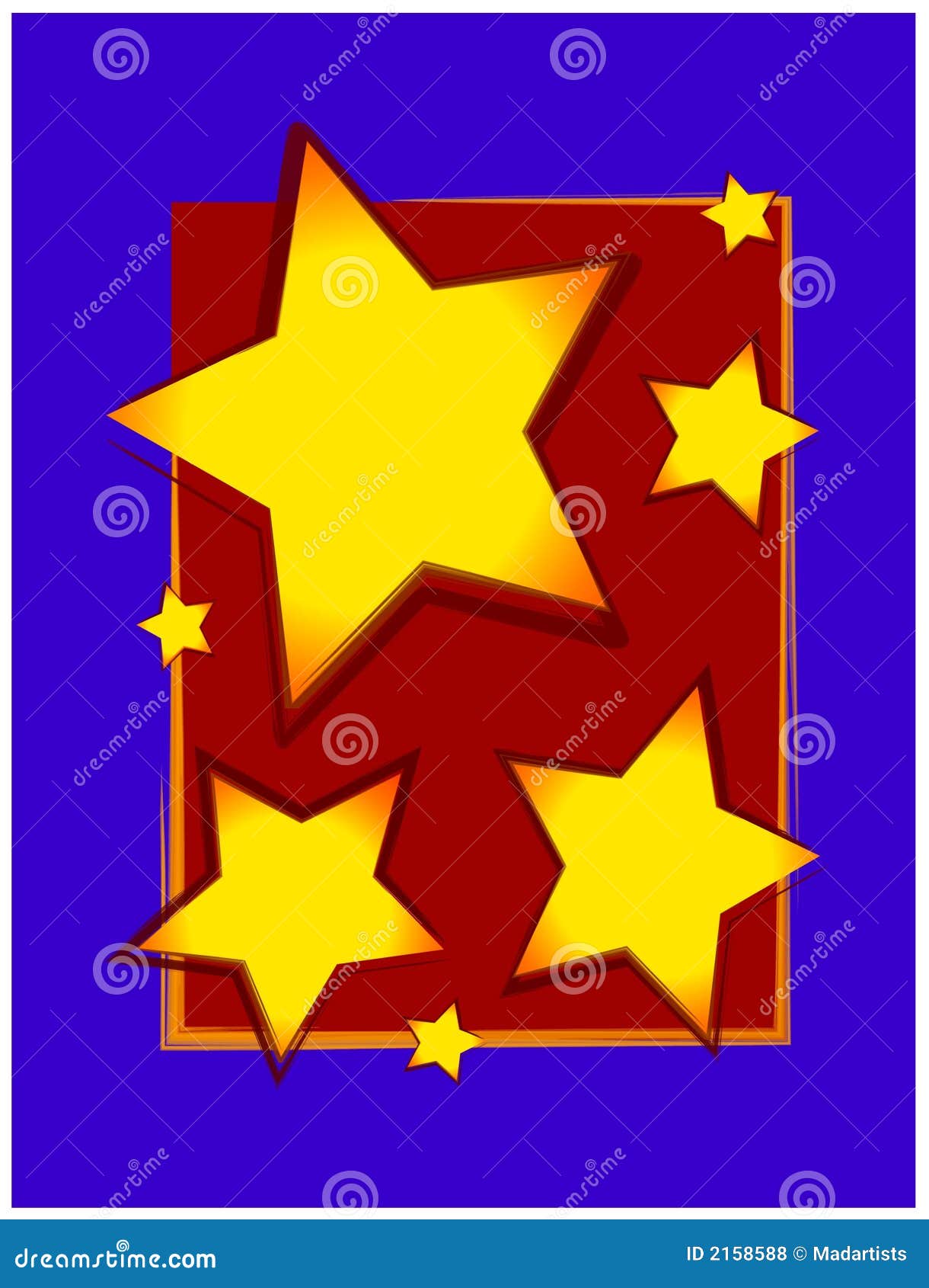 Gold Stars on Red Blue Border Stock Vector - Illustration of strange ...