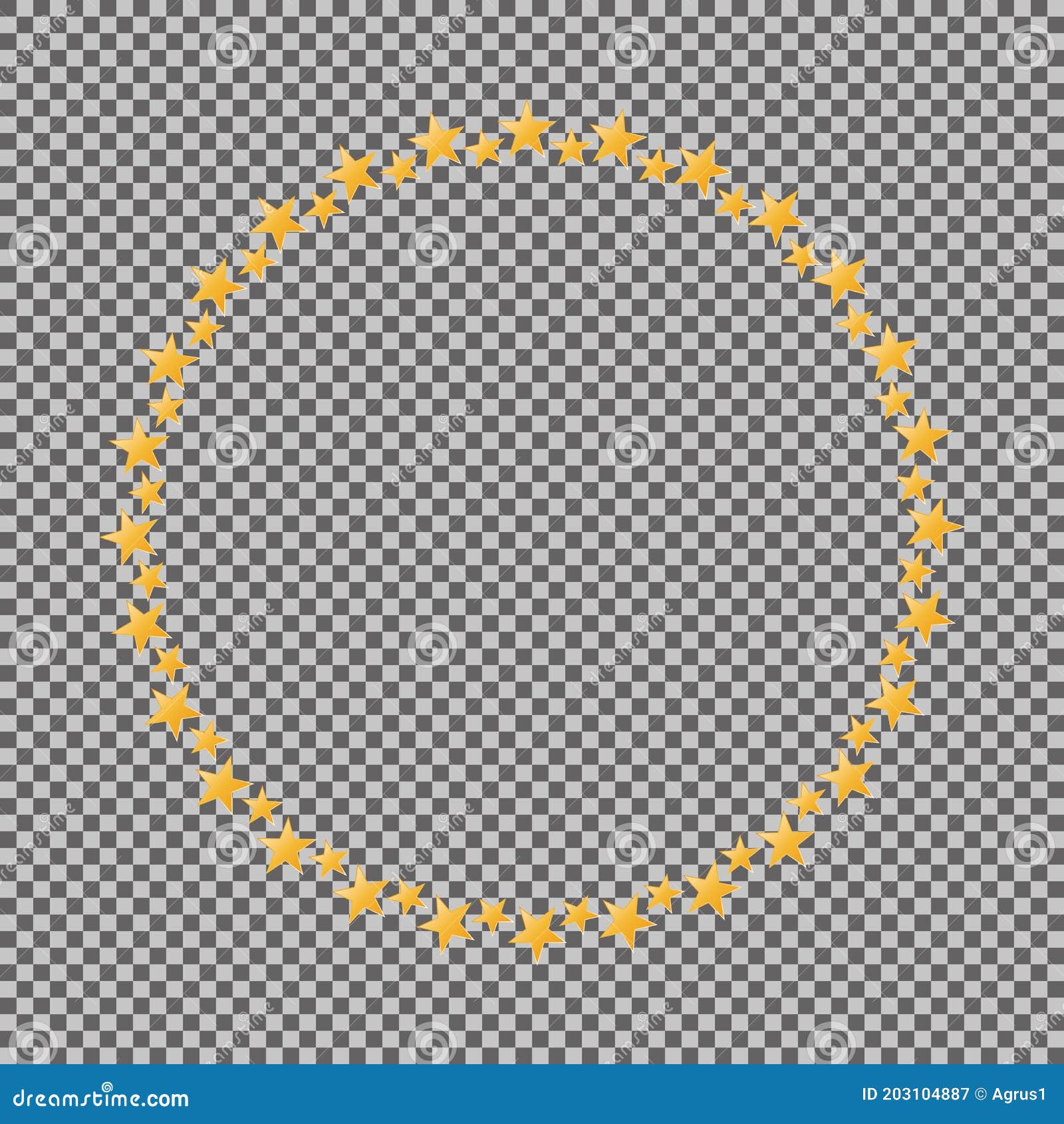 Gold Stars Round Frame Banner on Transparent Background Stock Vector ...