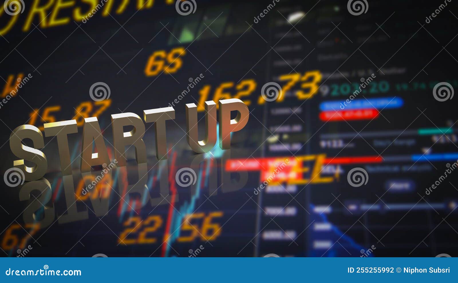 The Gold Start Up for Business Concept 3d Rendering Stock Illustration ...