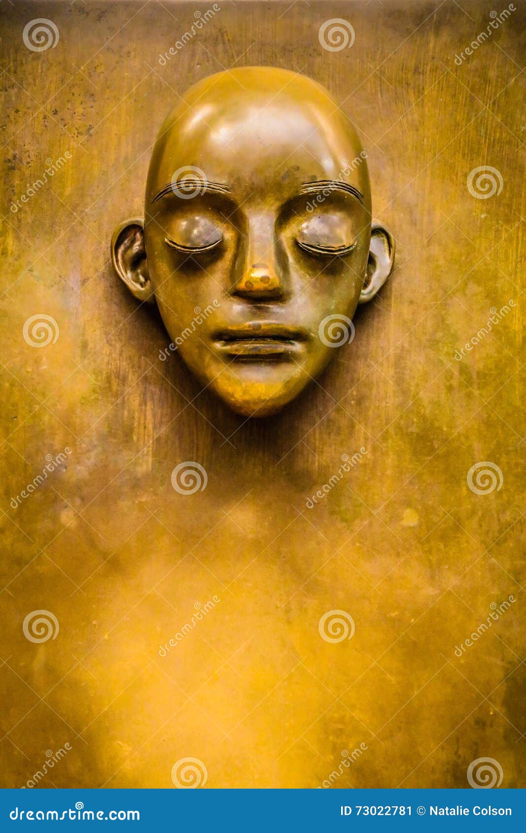 Gold statue face stock image. Image of metal, sculpture - 73022781