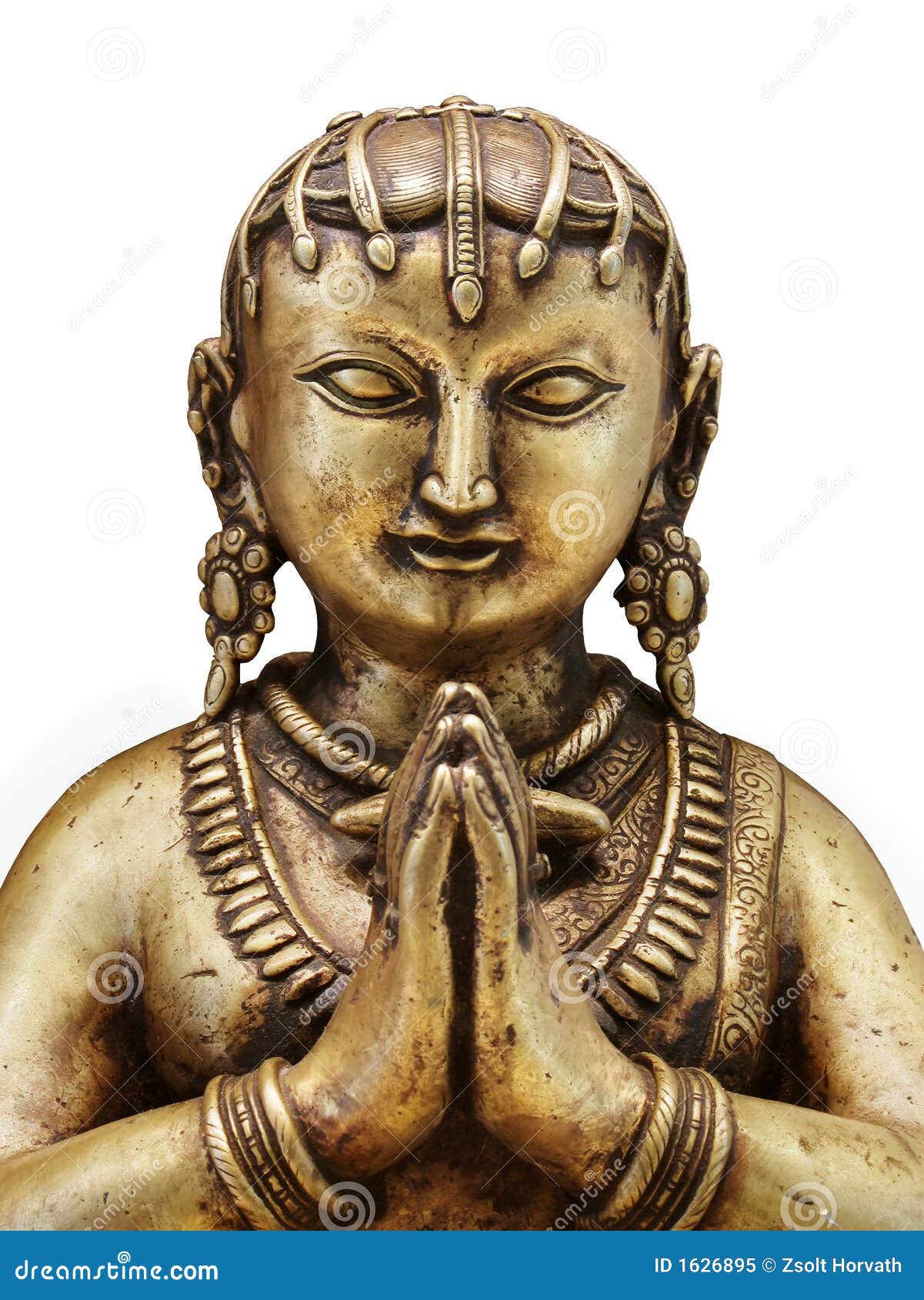 Gold Statue of Indian Woman with Praying Hands Stock Image - Image of ...