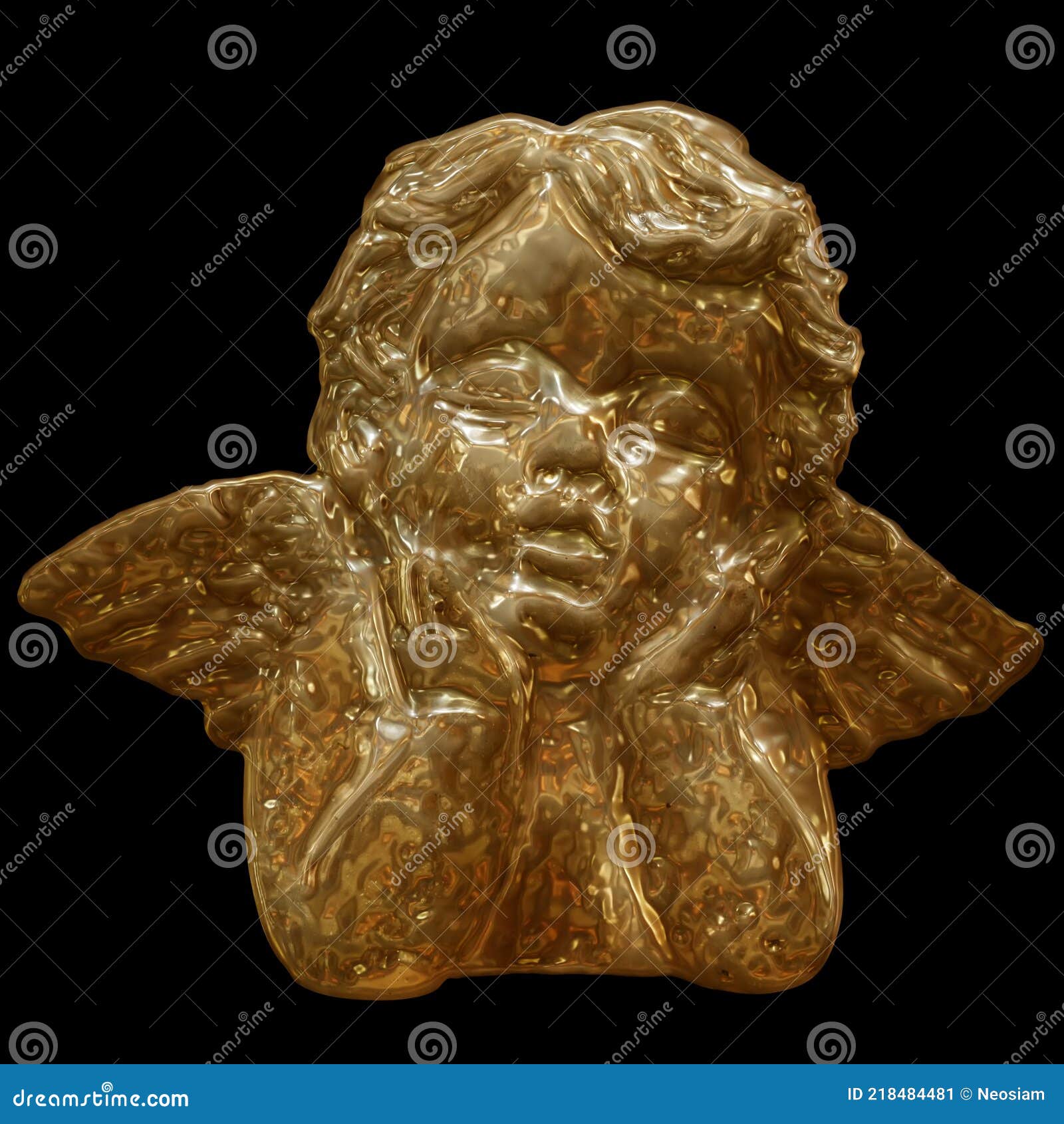 A Set Of Gold Statues In The Shape Of A Lotus Flower Isolated On White ...