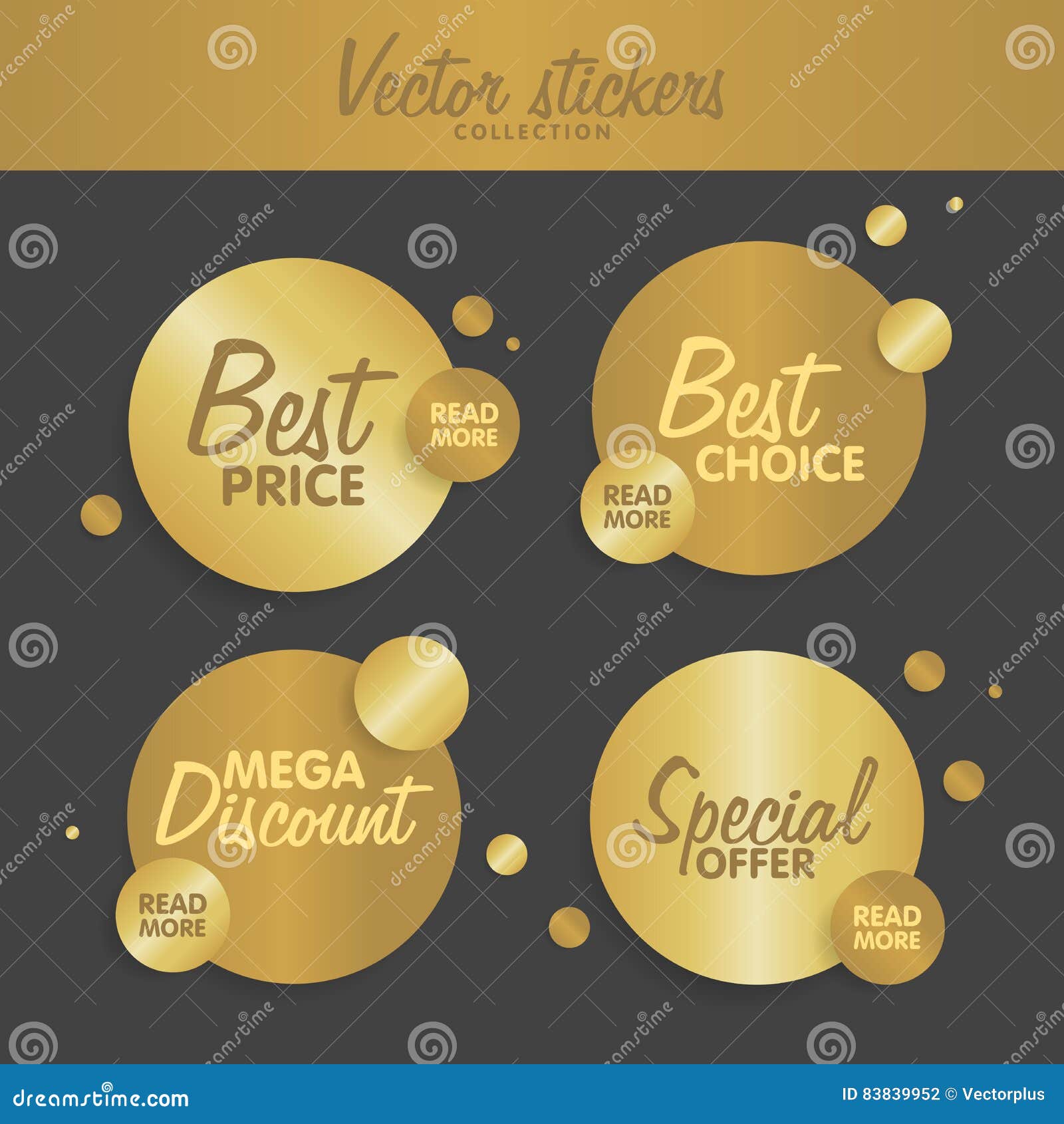 Gold Stickers Set Illustration. Concept for Web Sites Banners and ...