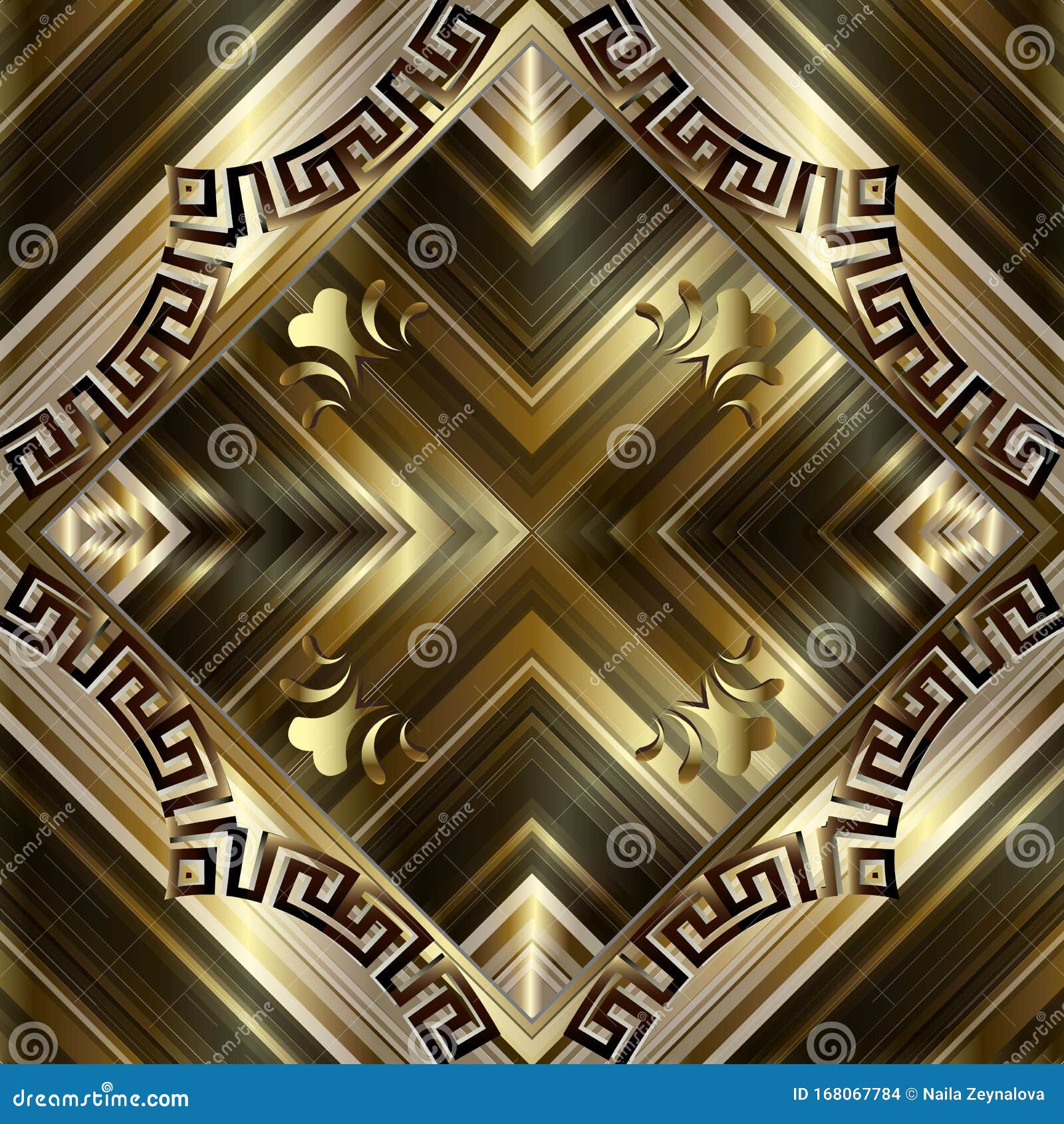 Gold Striped Luxury 3d Vector Seamless Pattern. Greek Style Ornamental ... Gold Striped Luxury 3d Vector Seamless Pattern. Greek Style Ornamental ...