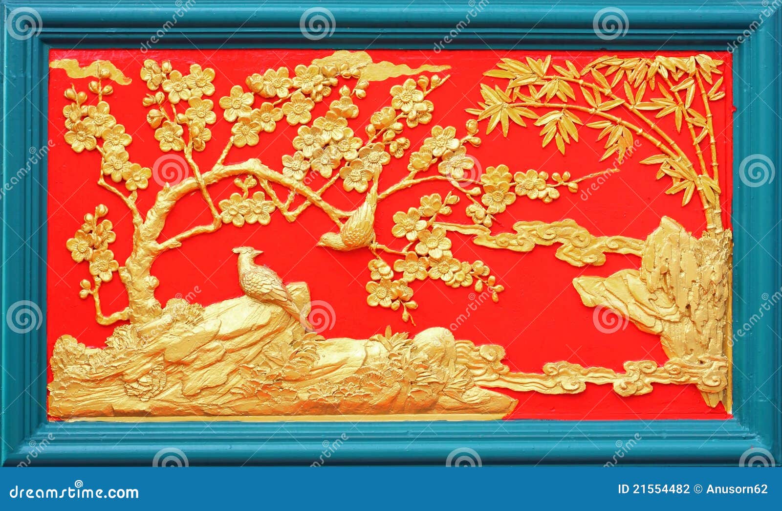 Gold Stucco Design Of Native Thai Style Antique Flower Stock Photo ...