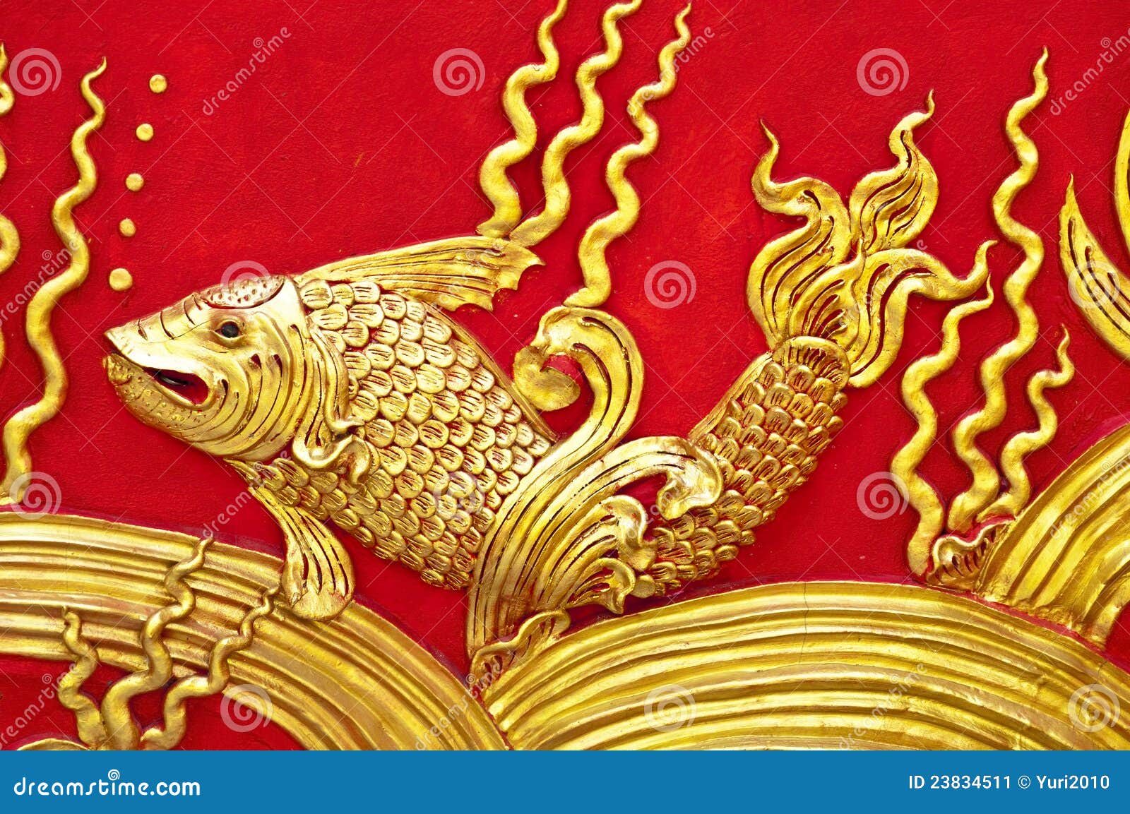 The Gold Stucco Design of Native Thai Style on the Stock Image - Image ...