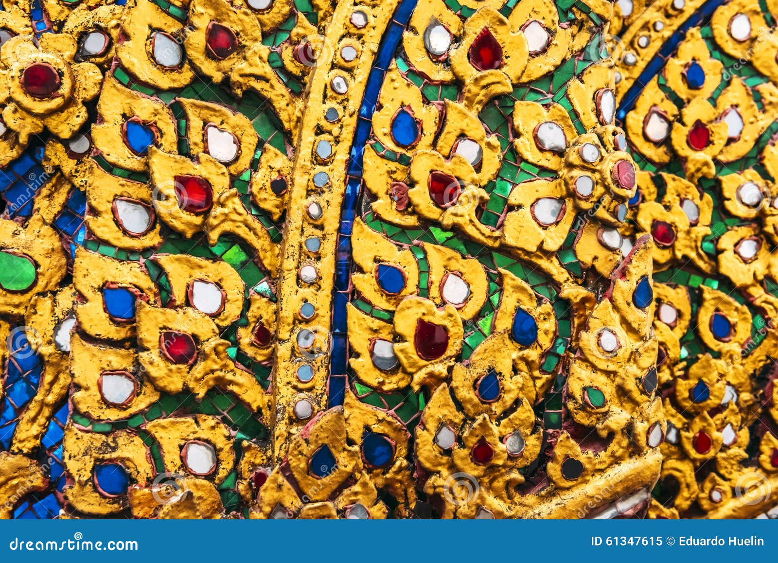 Gold Stucco Design Of Native Thai Style On The Wall In Buddhist Royalty ...