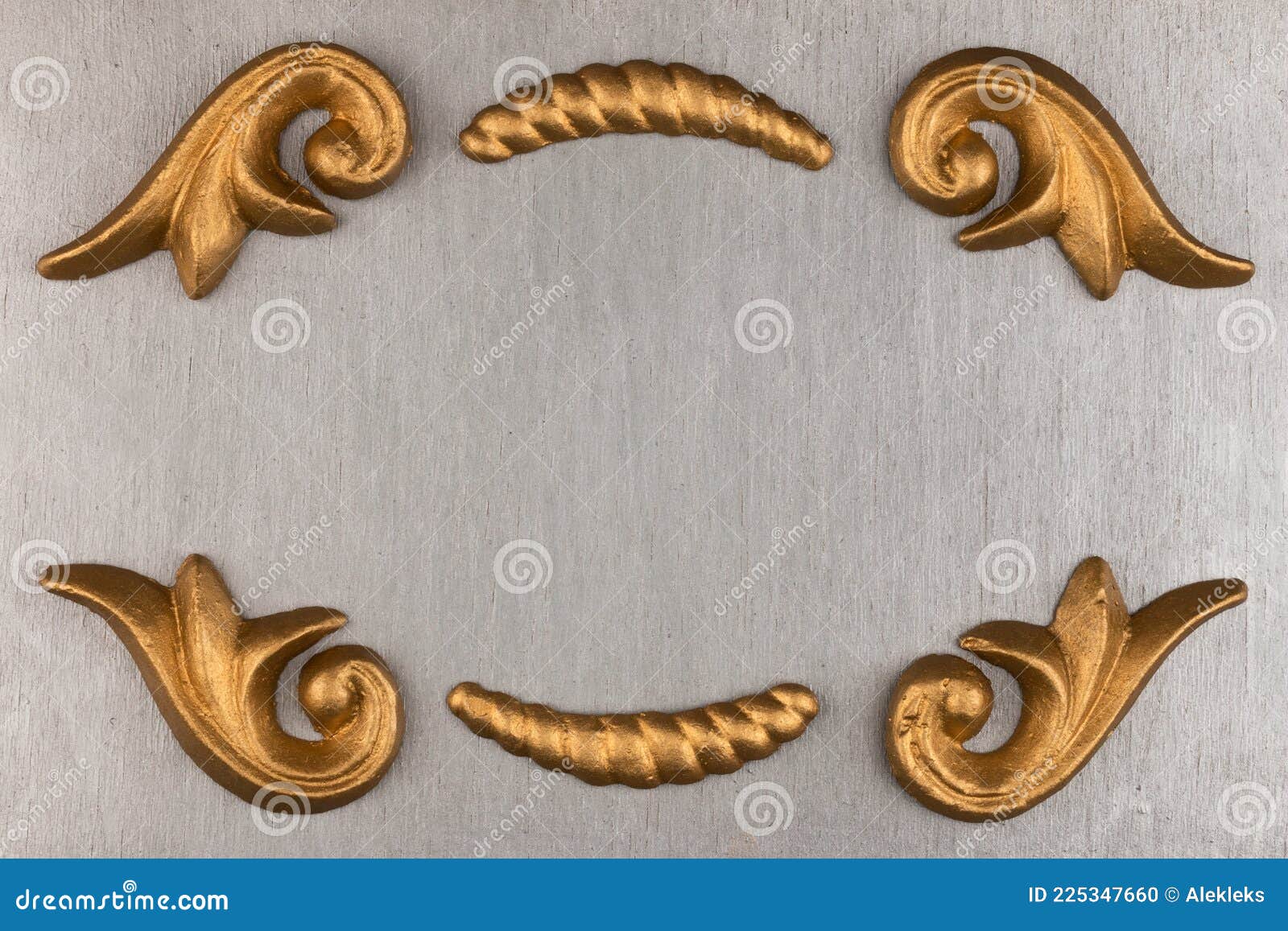 Gold Stucco Molding on an Empty Silver Background. with Space for ...