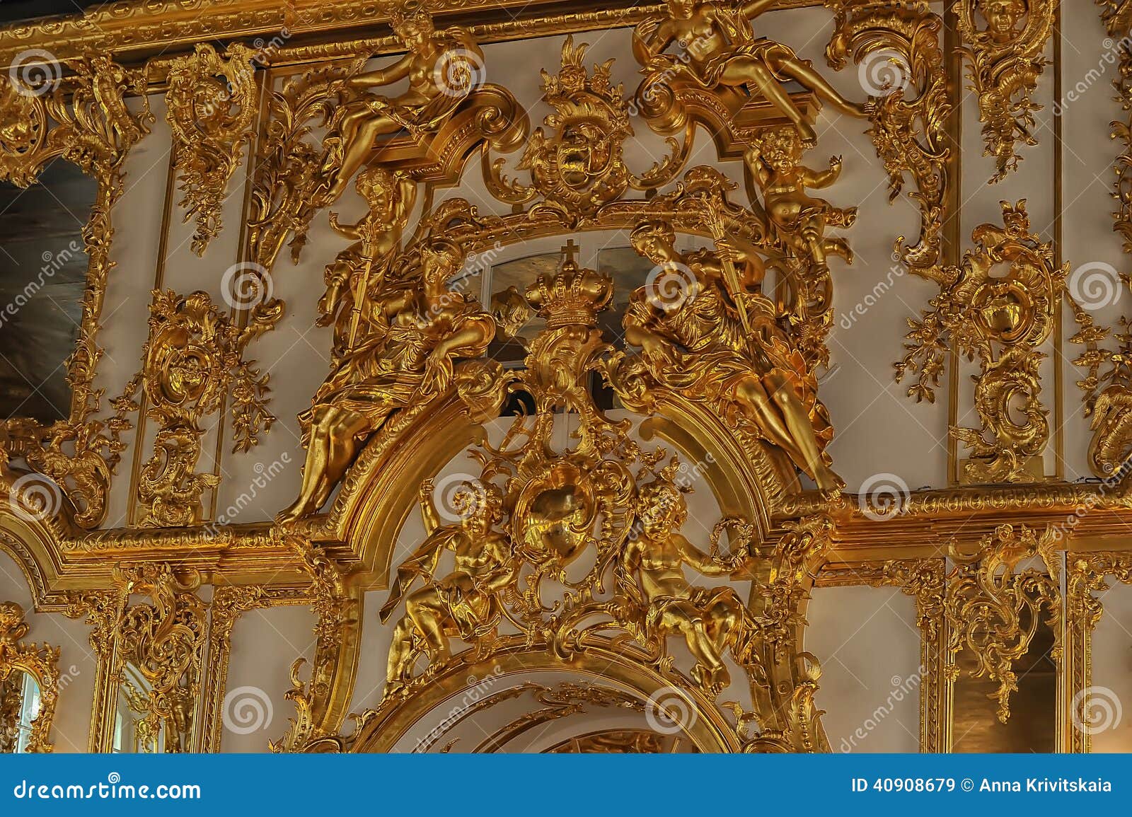 Gold stucco on the walls stock image. Image of ball, great - 40908679