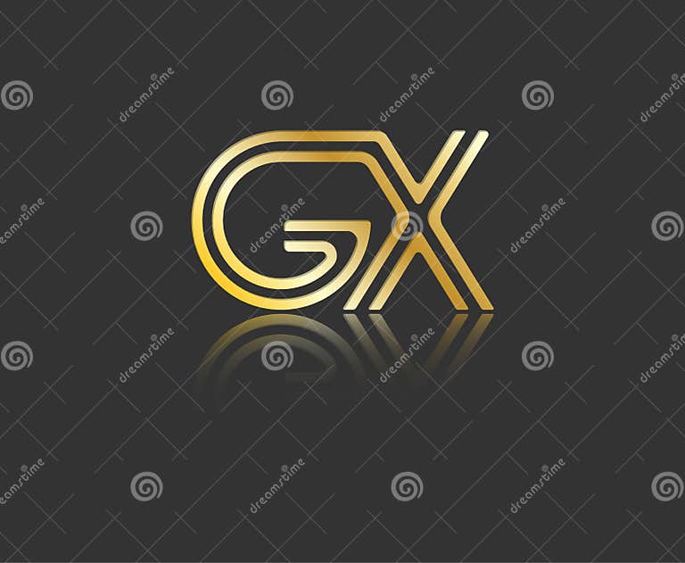 Gold Stylized Lowercase Letters G and X with Reflection Connected by a ...
