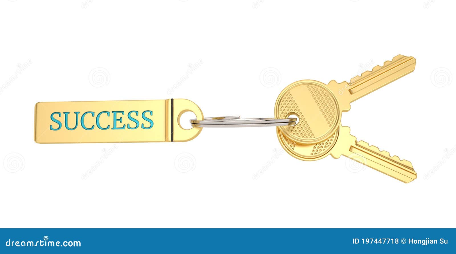 Gold Success Keychain Isolated on White Background, 3D Render. 3D ...