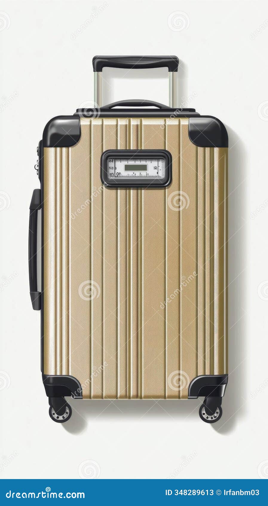 Gold Suitcase with Integrated Scale Stock Image - Image of flight ...