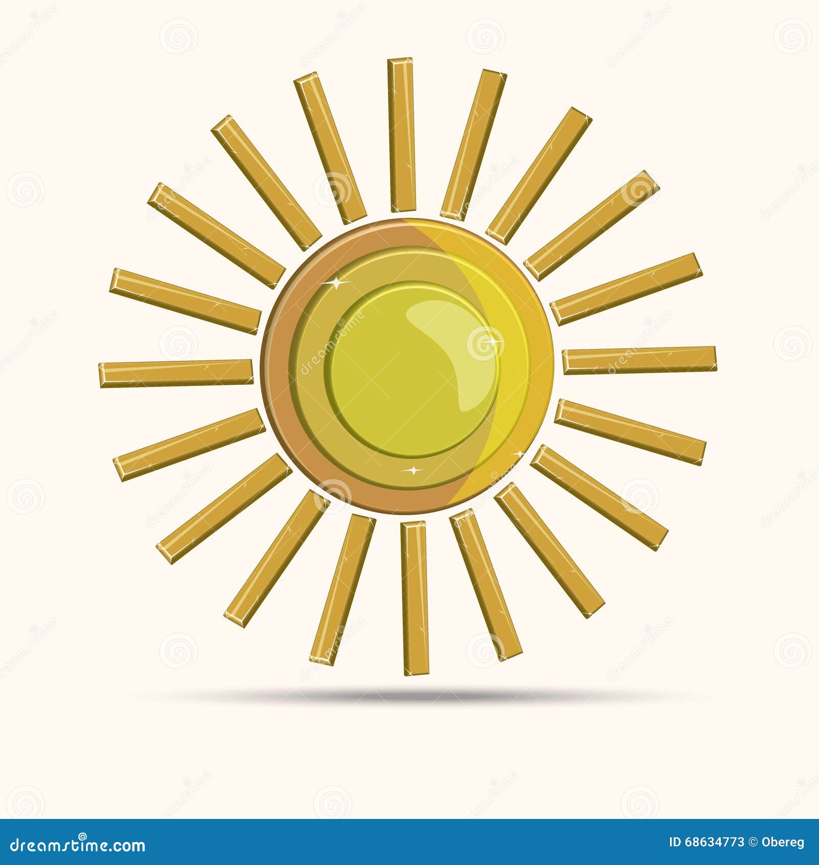 Gold Sun Modern 3d Vector Image. Stock Illustration - Illustration of ...