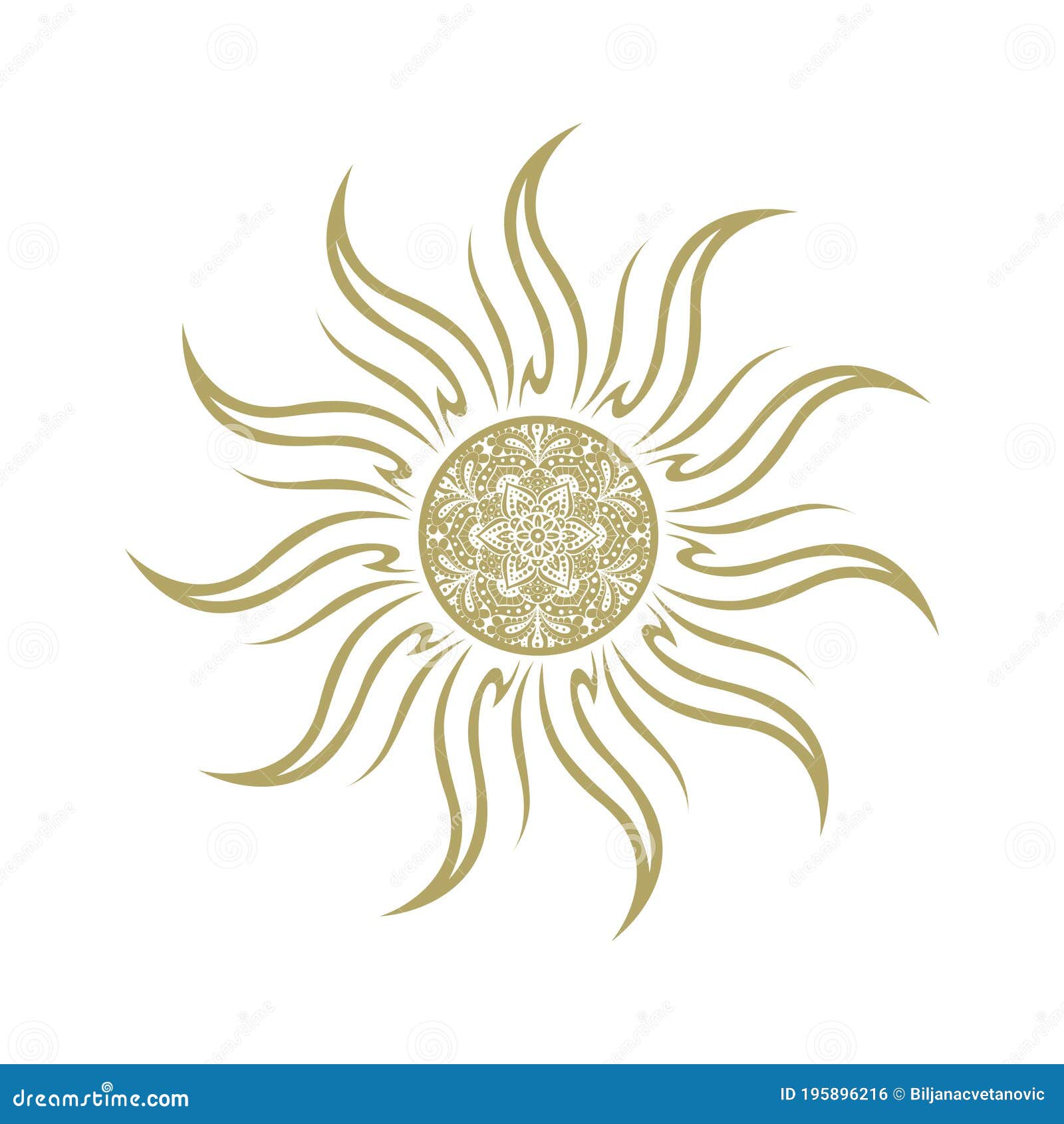 Gold Sun, vector stock illustration. Illustration of east - 195896216