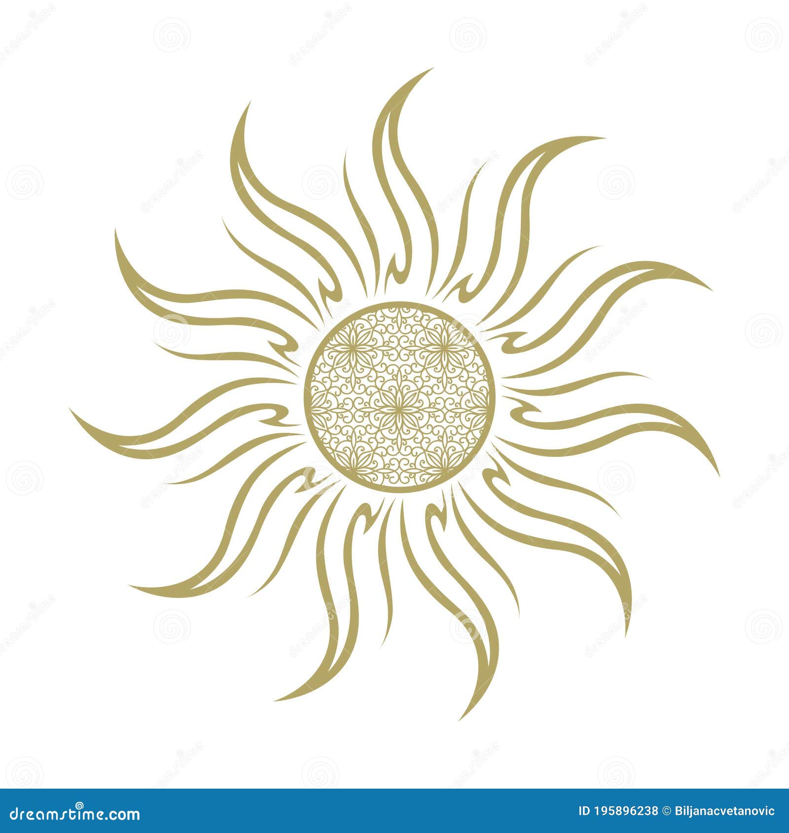 Gold Sun, vector stock illustration. Illustration of border - 195896238