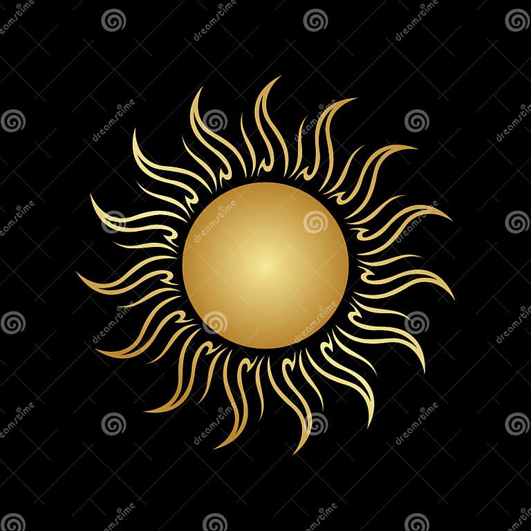 Gold Sun, vector stock vector. Illustration of icon - 195896259