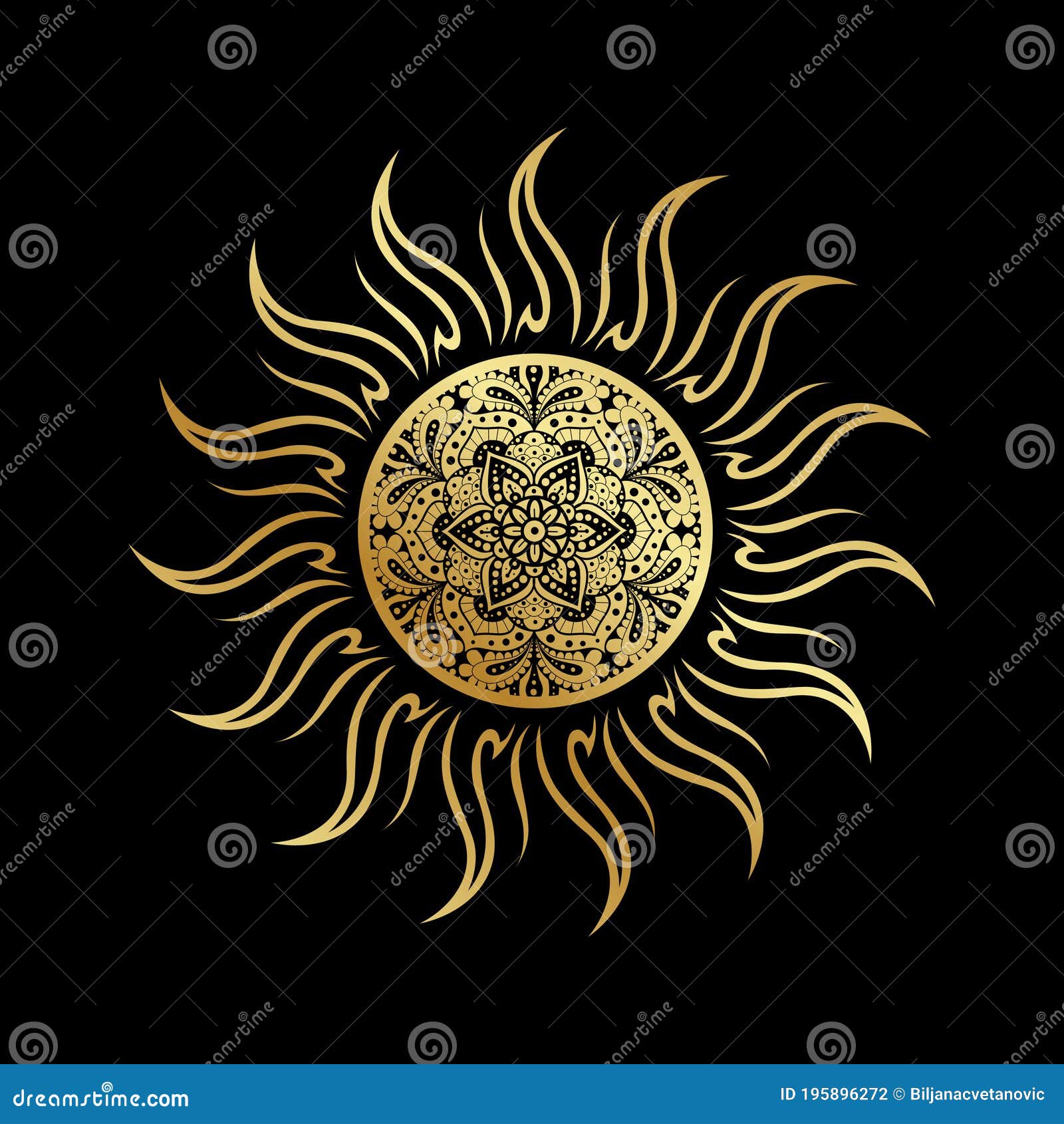 Gold Sun, vector stock vector. Illustration of icon - 195896272