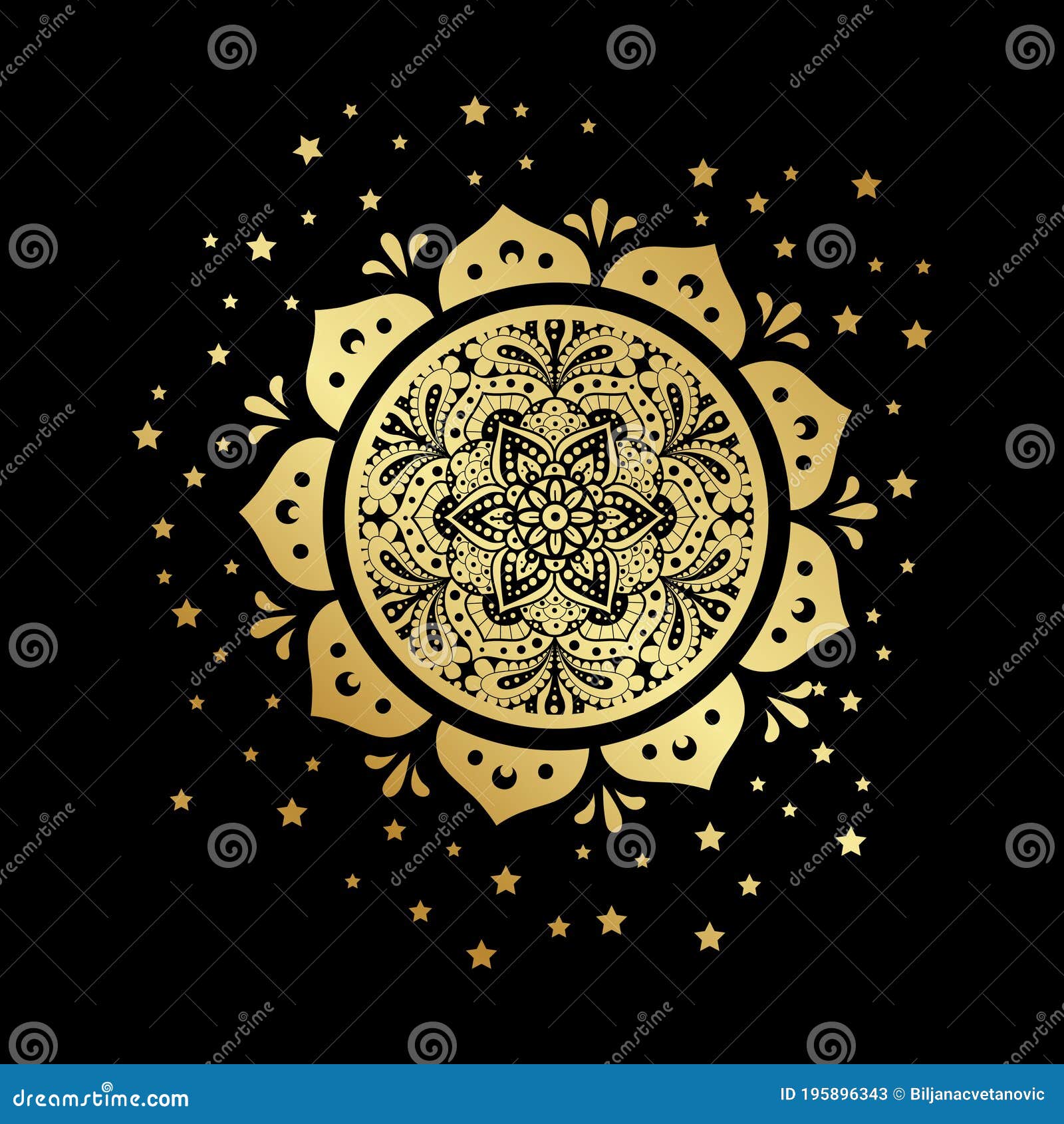 Gold Sun, vector stock illustration. Illustration of hindu - 195896343