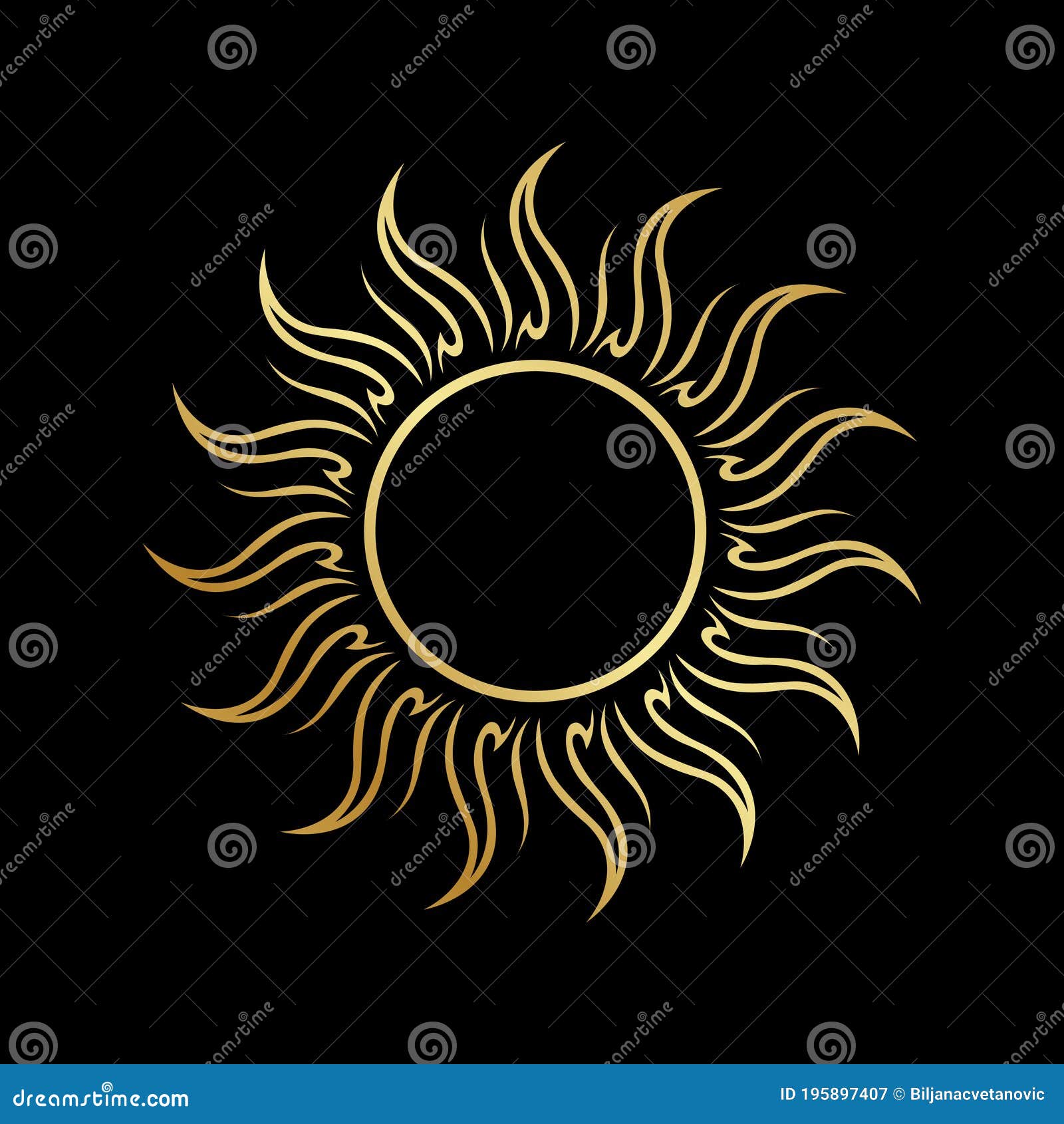 Gold Sun, vector stock illustration. Illustration of arabic - 195897407