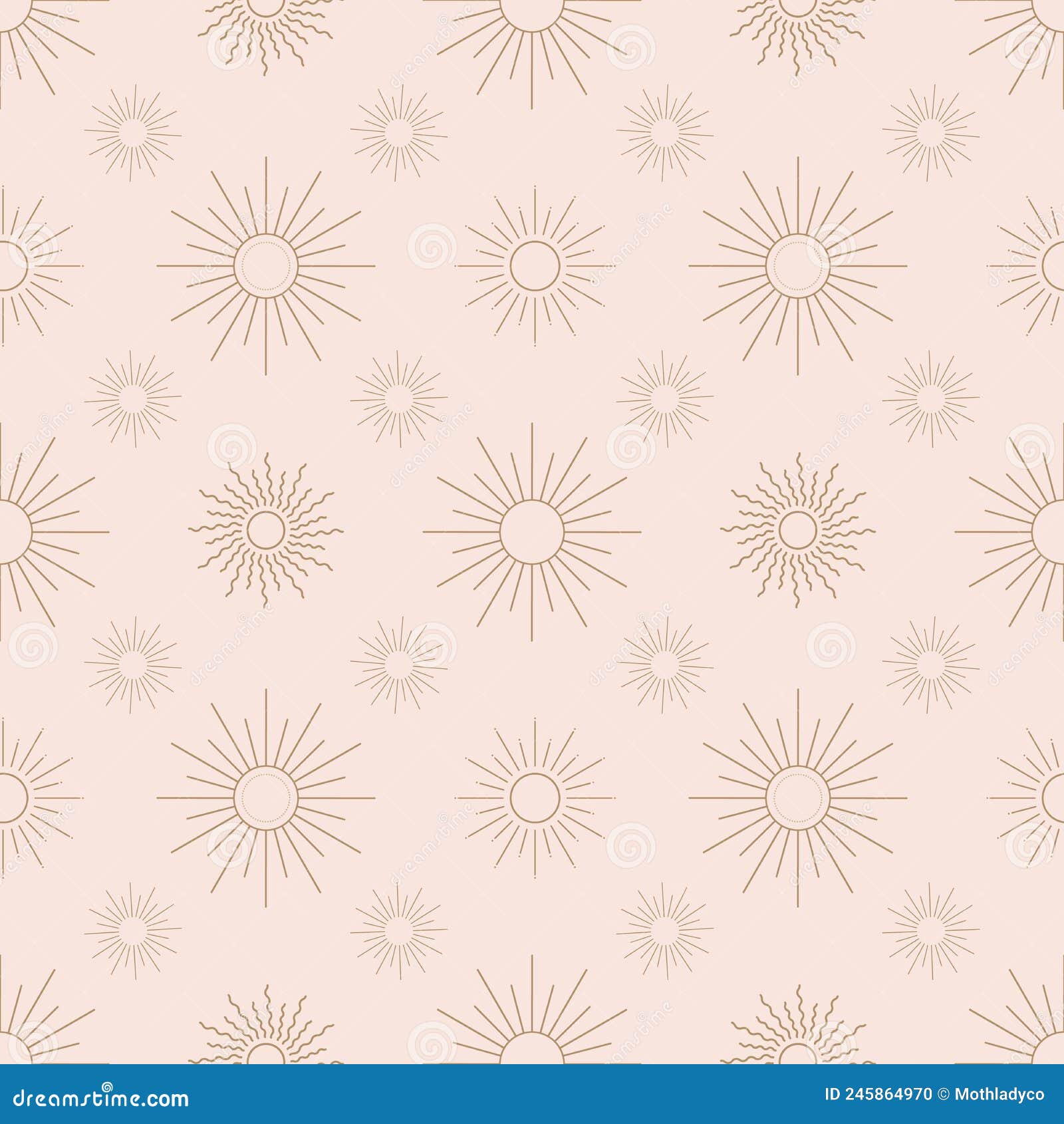 Gold Suns, Seamless Vector Pattern with Sun Elements Stock Vector ...