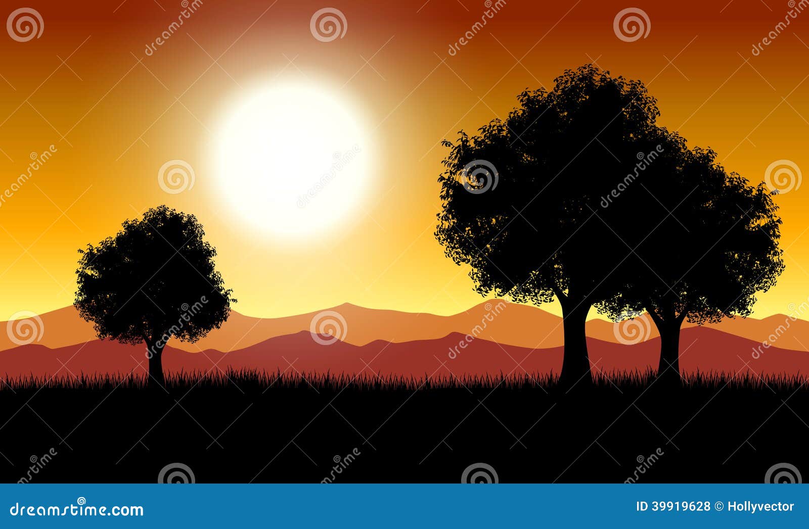 Gold sunset stock vector. Illustration of alone, dusk - 39919628
