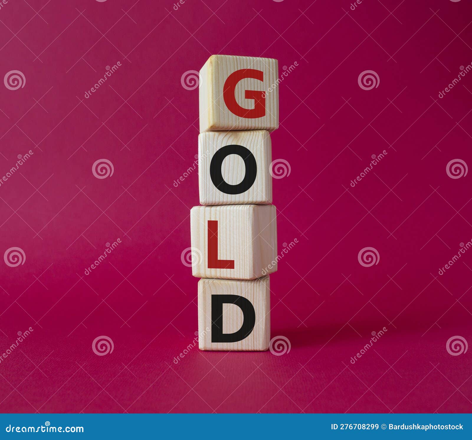 Gold Symbol Concept Word Gold On Wooden Cubes Beautiful Red